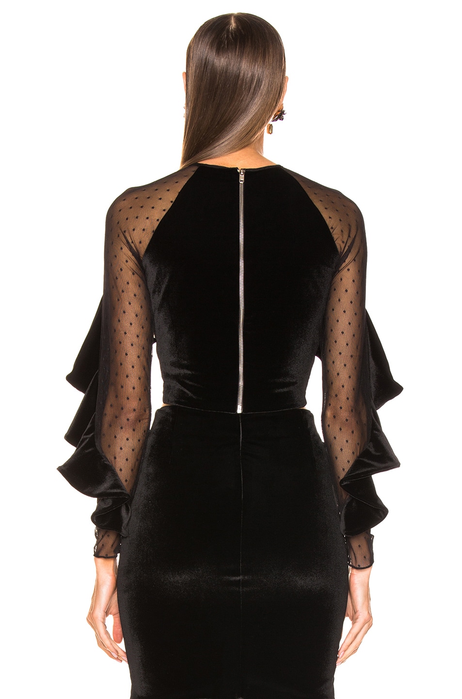 PatBO Velvet Keyhole Cropped Top in Black | FWRD