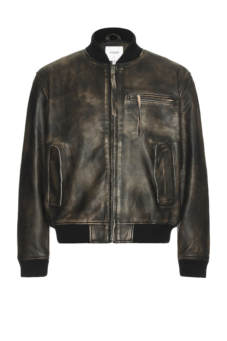 Found Distressed Leather Bomber Jacket in Black | FWRD