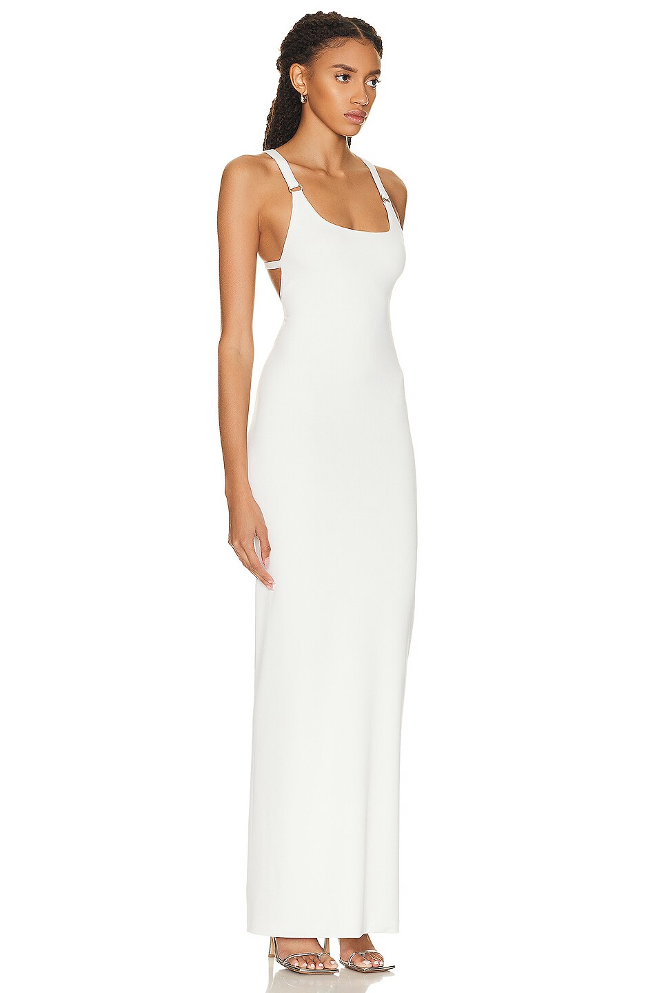 PRISCAVera Open Back Long Dress in Ivory | FWRD