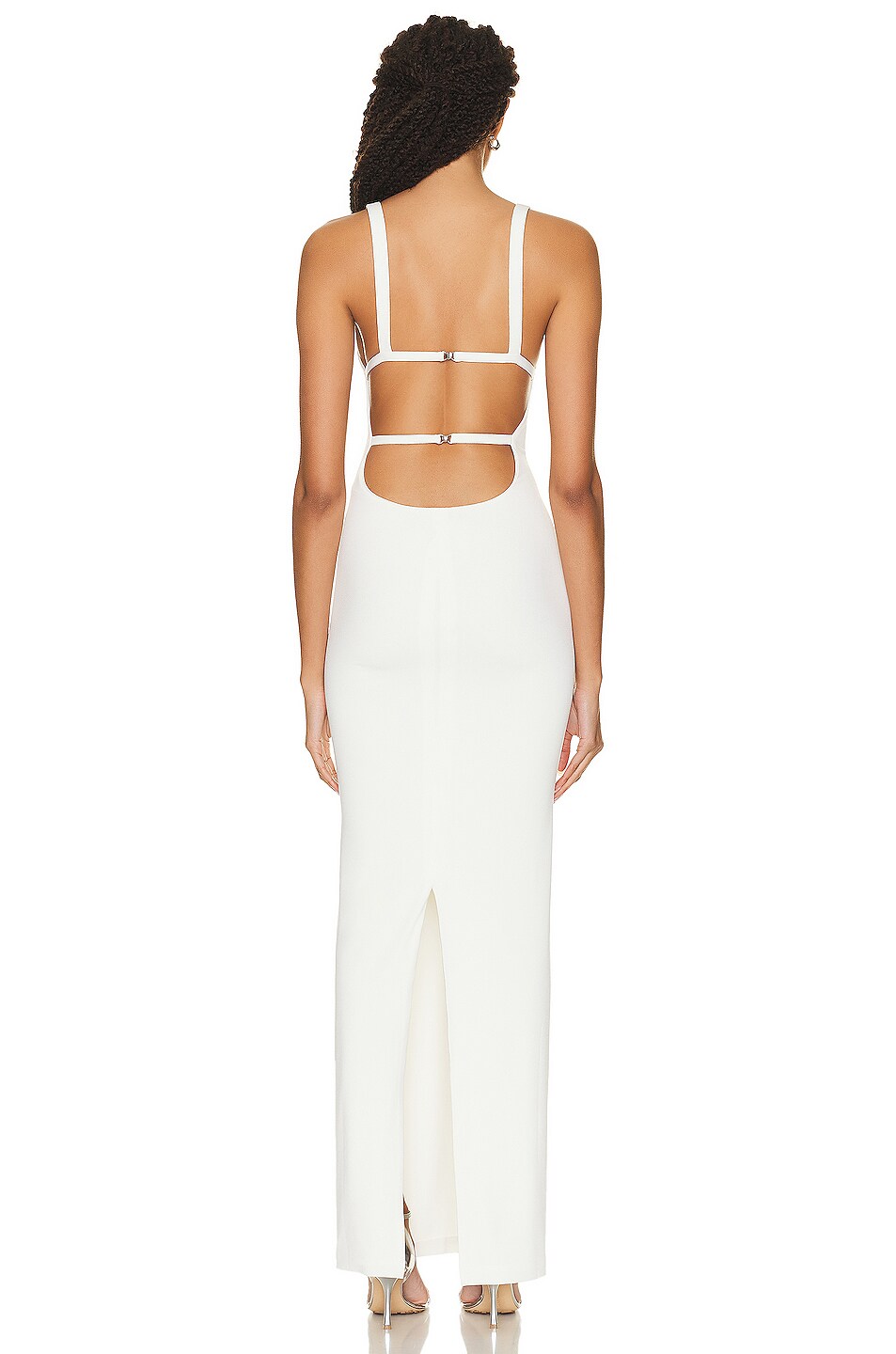 PRISCAVera Open Back Long Dress in Ivory | FWRD