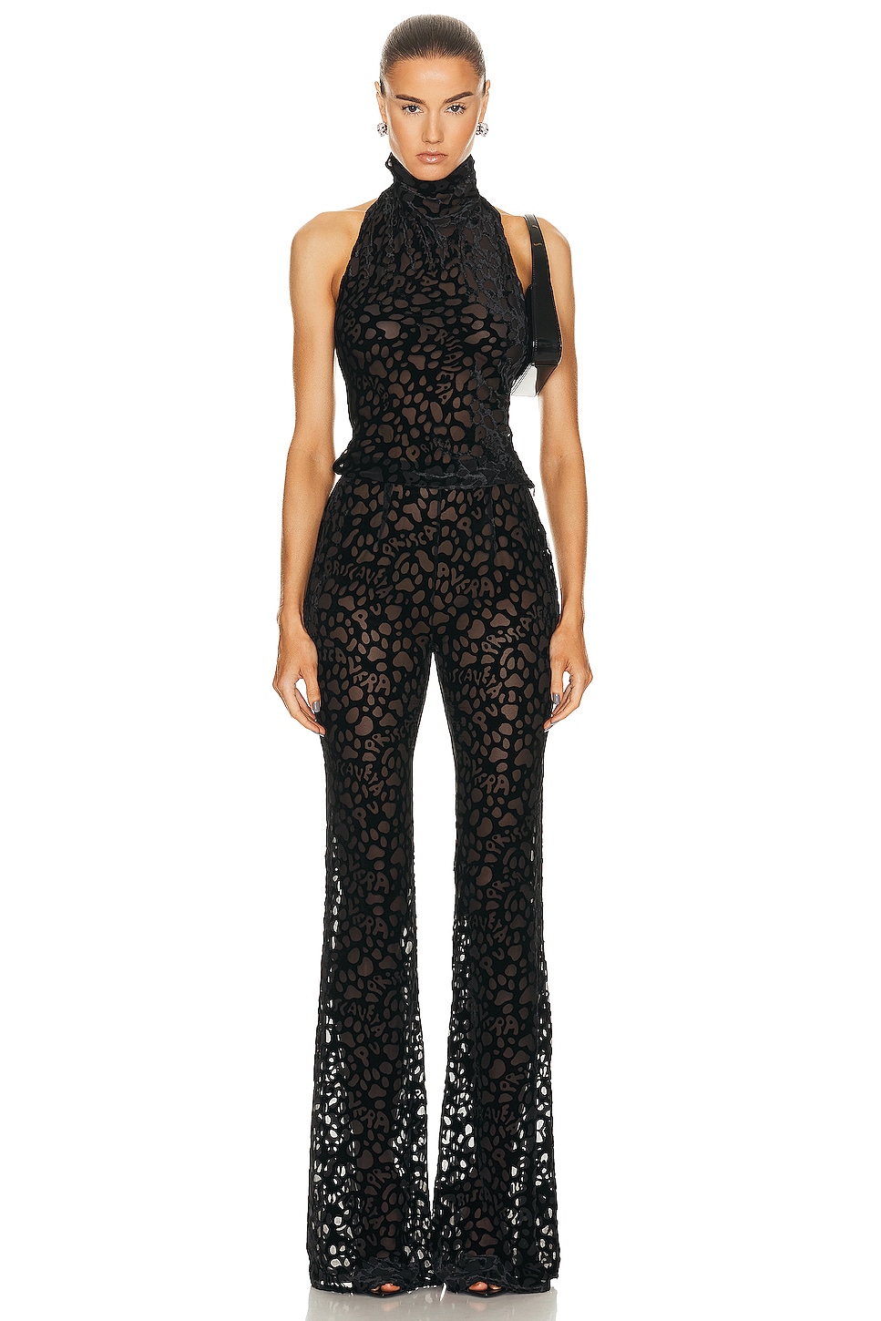 PRISCAVera Fitted Flared Pant in Black | FWRD