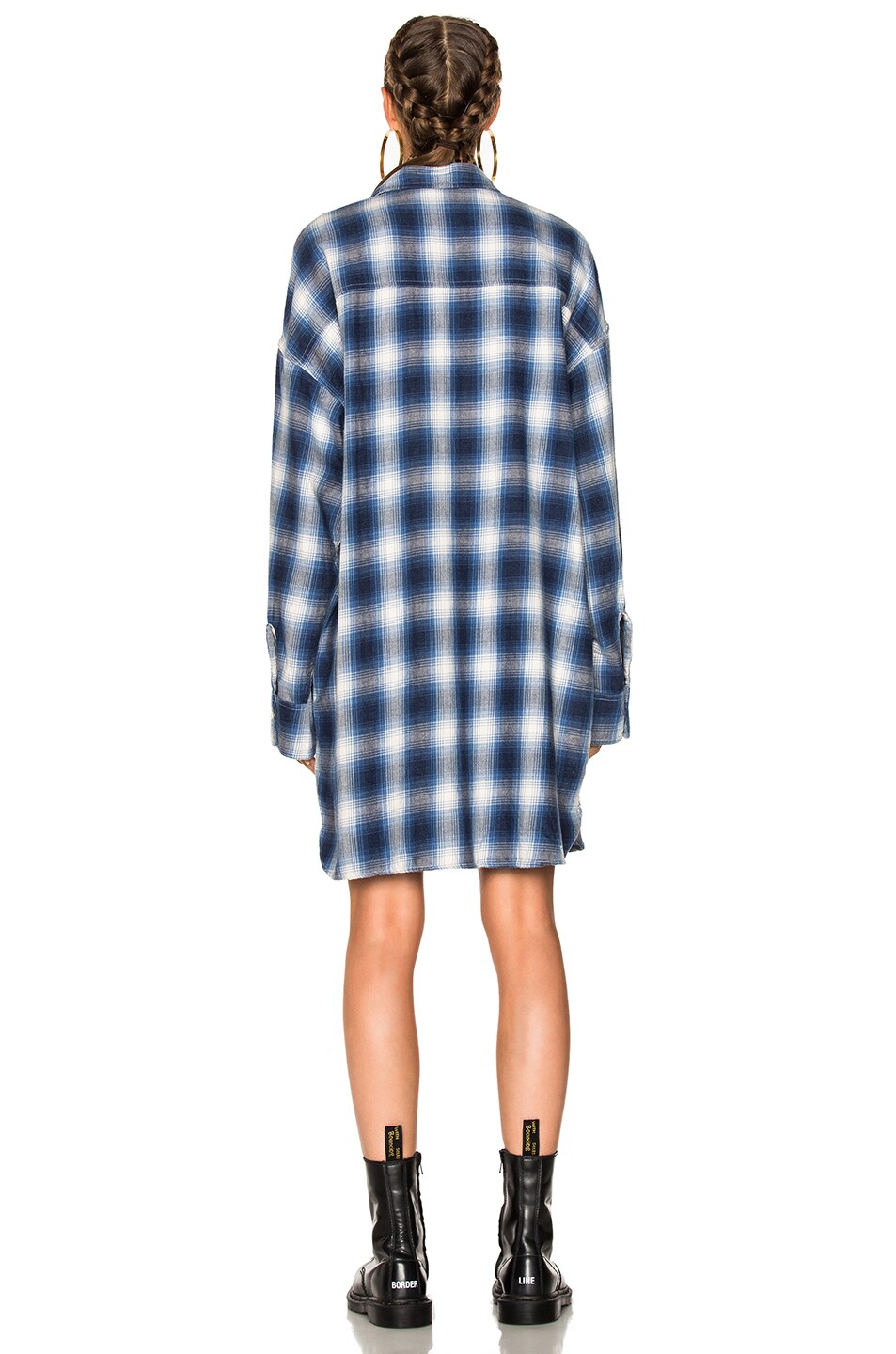 R13 Oversized Checked Cotton-Flannel Mini Dress in Blue Plaid | ModeSens