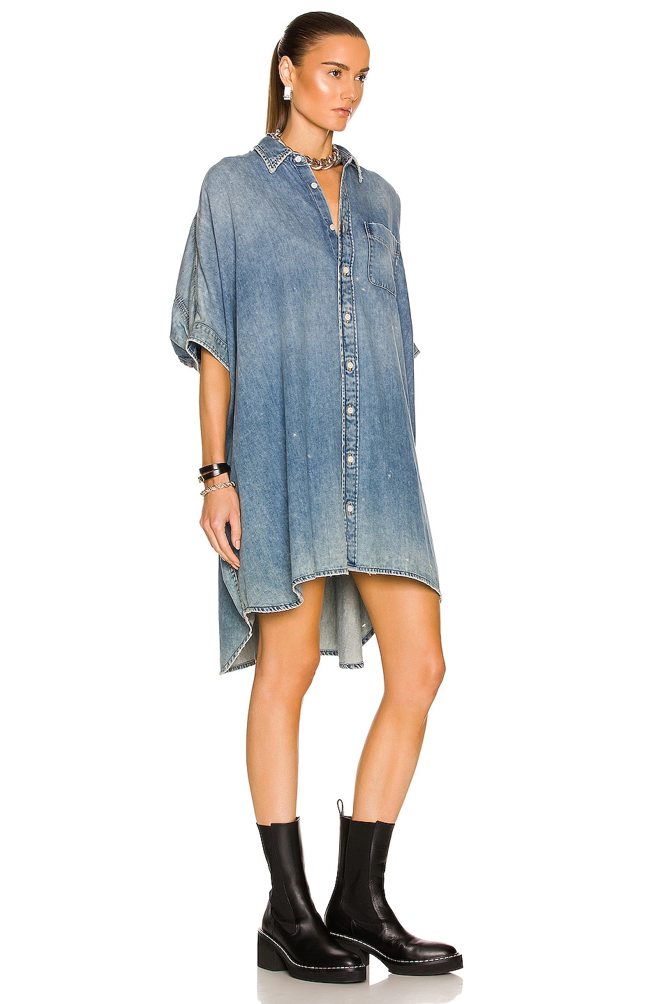 R13 Oversized Boxy Dress in Chester Blue | FWRD