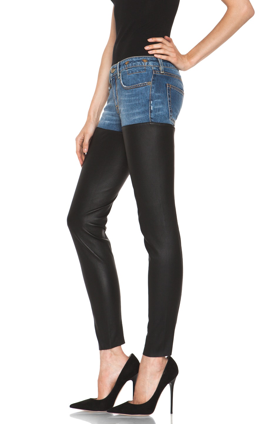 R13 Leather Chaps Jean in Clean Light | FWRD