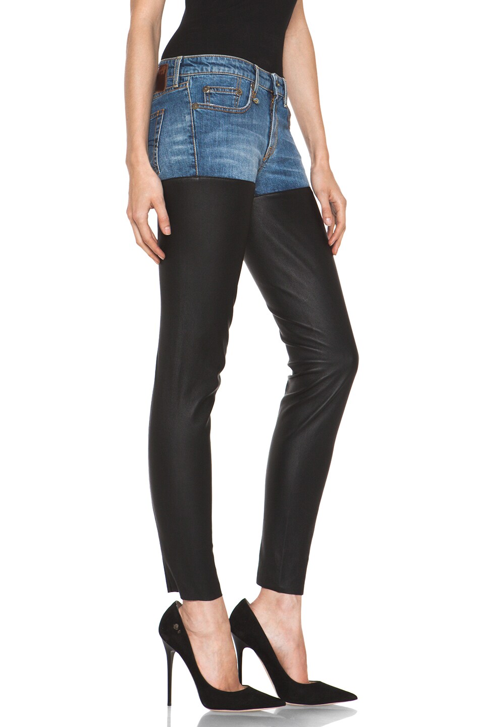 R13 Leather Chaps Jean in Clean Light | FWRD