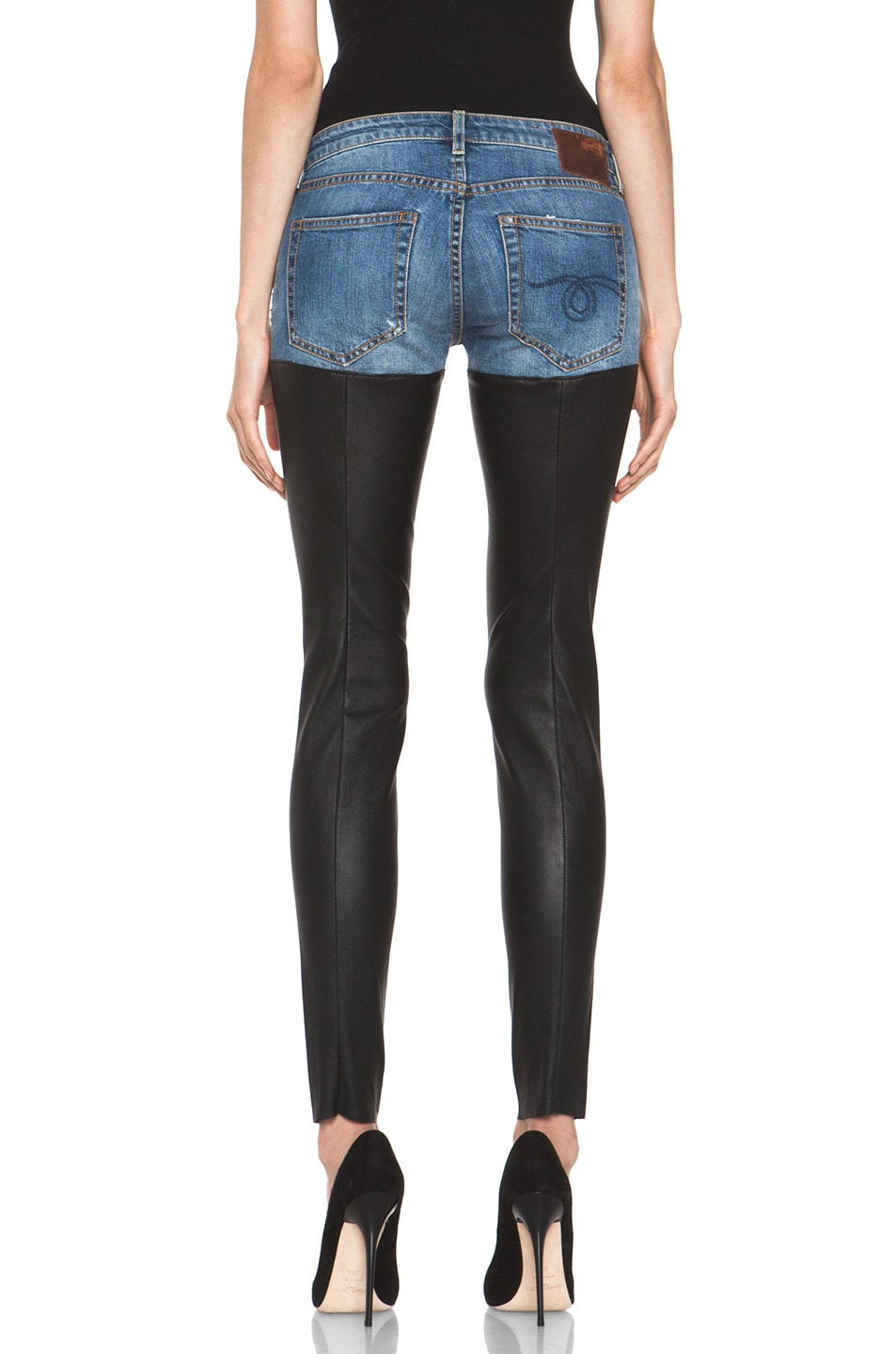 R13 Leather Chaps Jean in Clean Light | FWRD