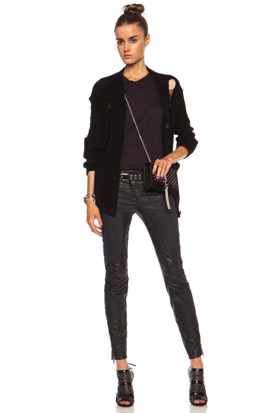 R13 Moto in Coated Black | FWRD