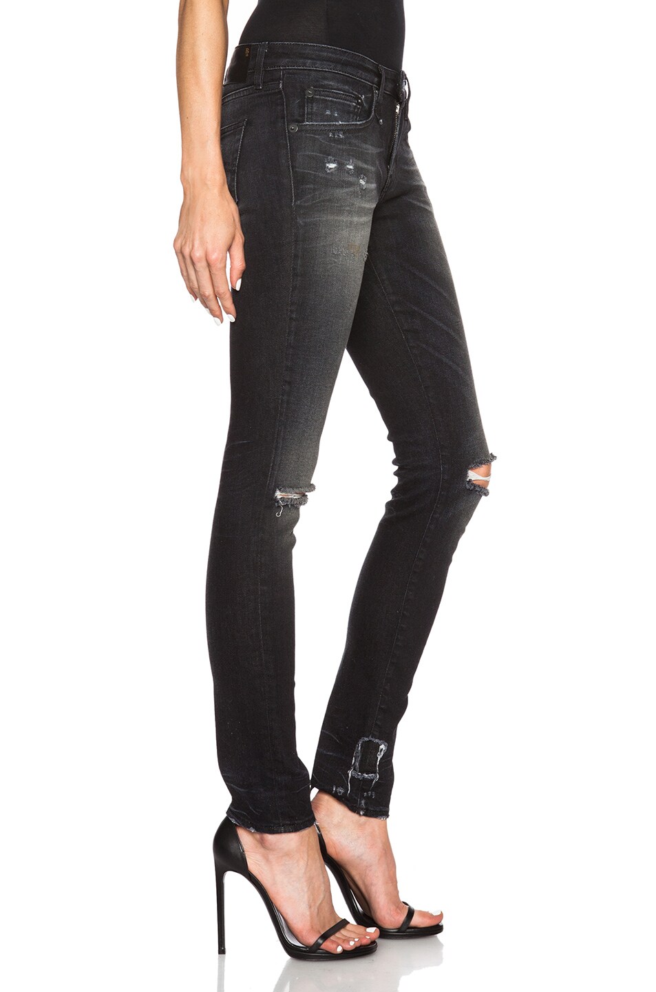 R13 Alison Skinny in Black Torn | FWRD
