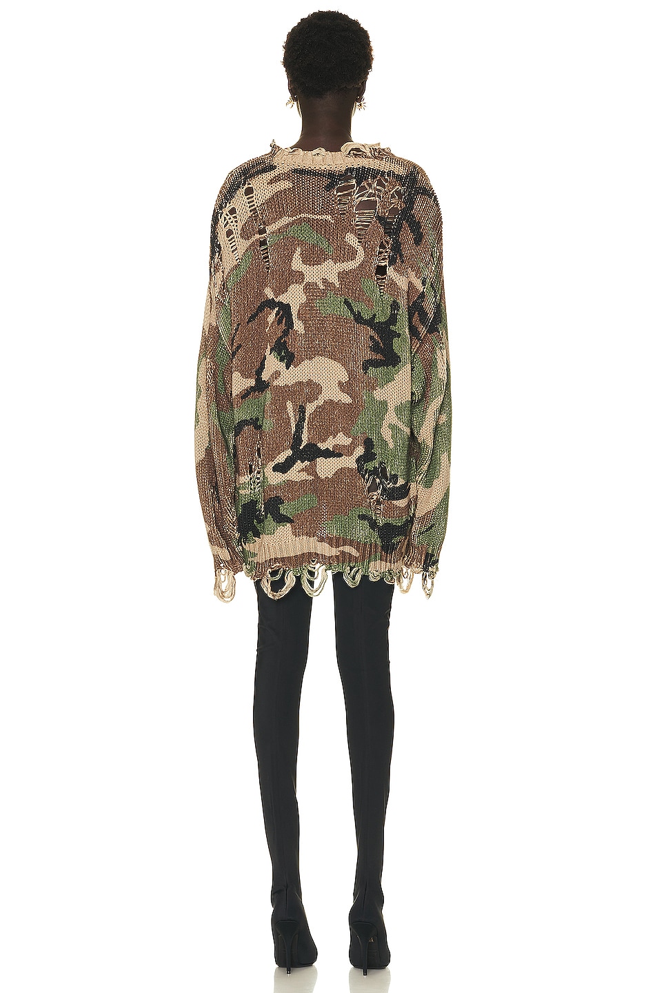 R13 Distressed Oversized Sweater in Printed Camo | FWRD