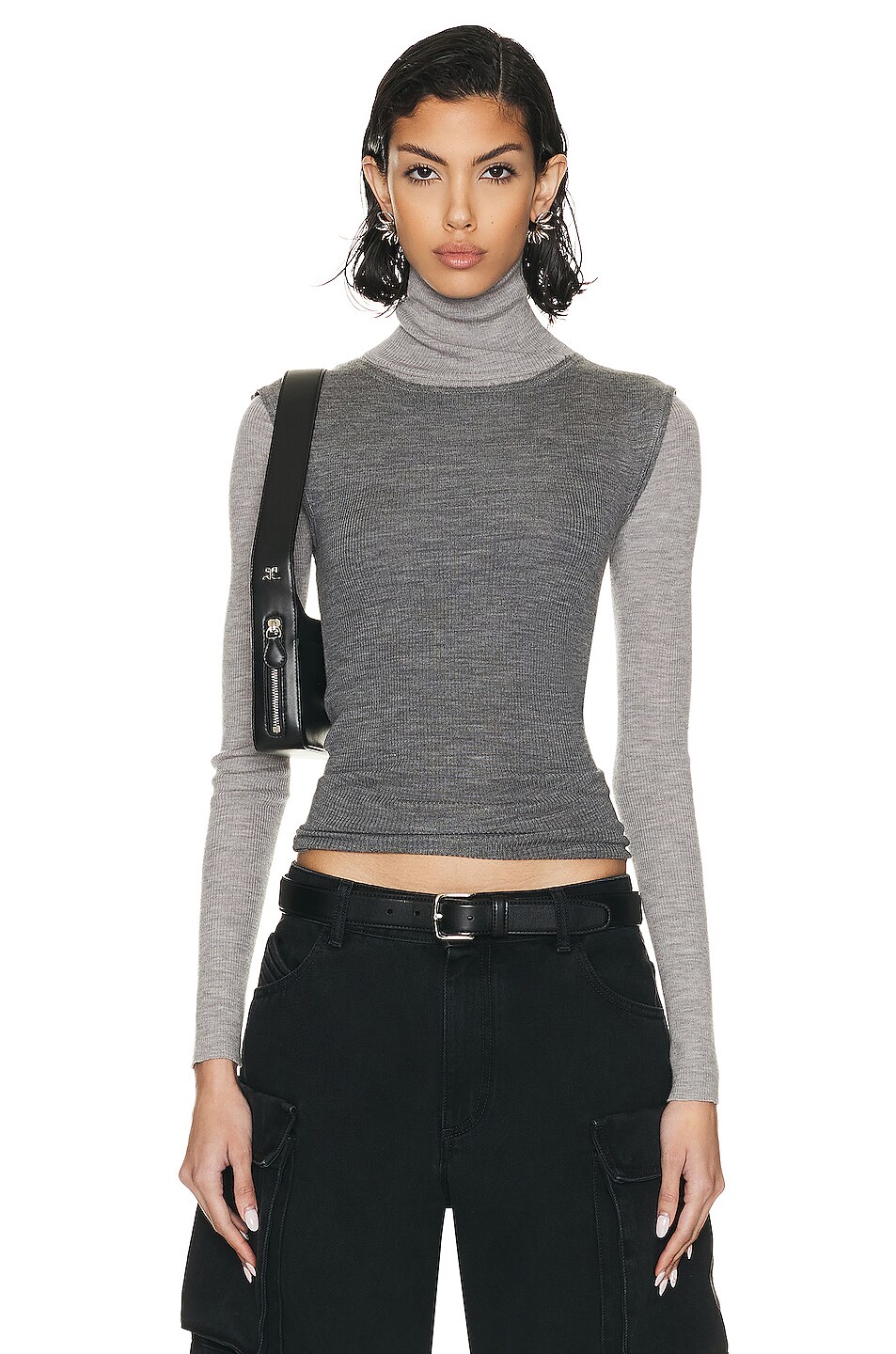 R13 Layered Twin Set Turtleneck in Multi Grey | FWRD
