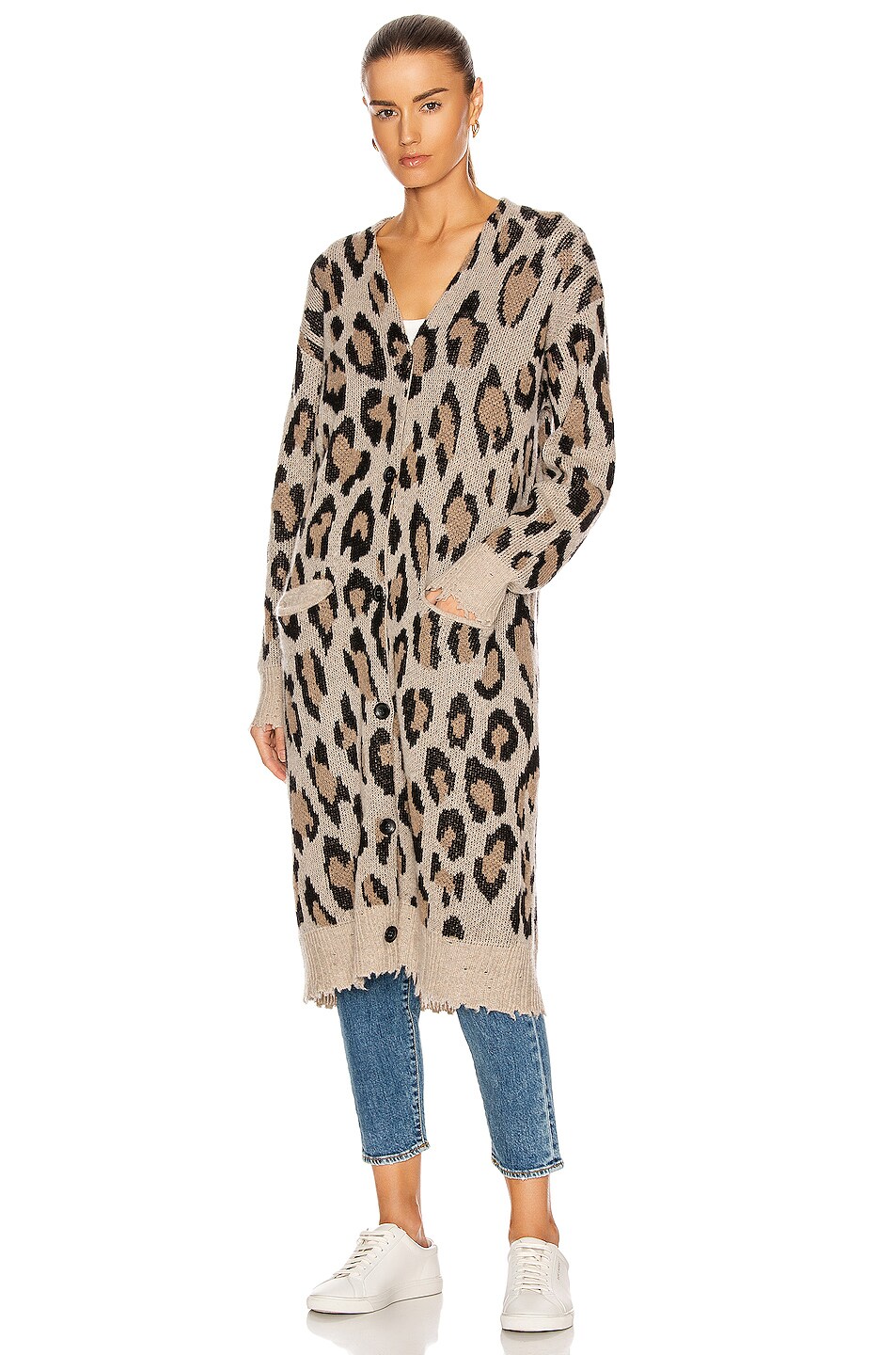 R13 Long Leopard Cardigan in Leopard | FWRD
