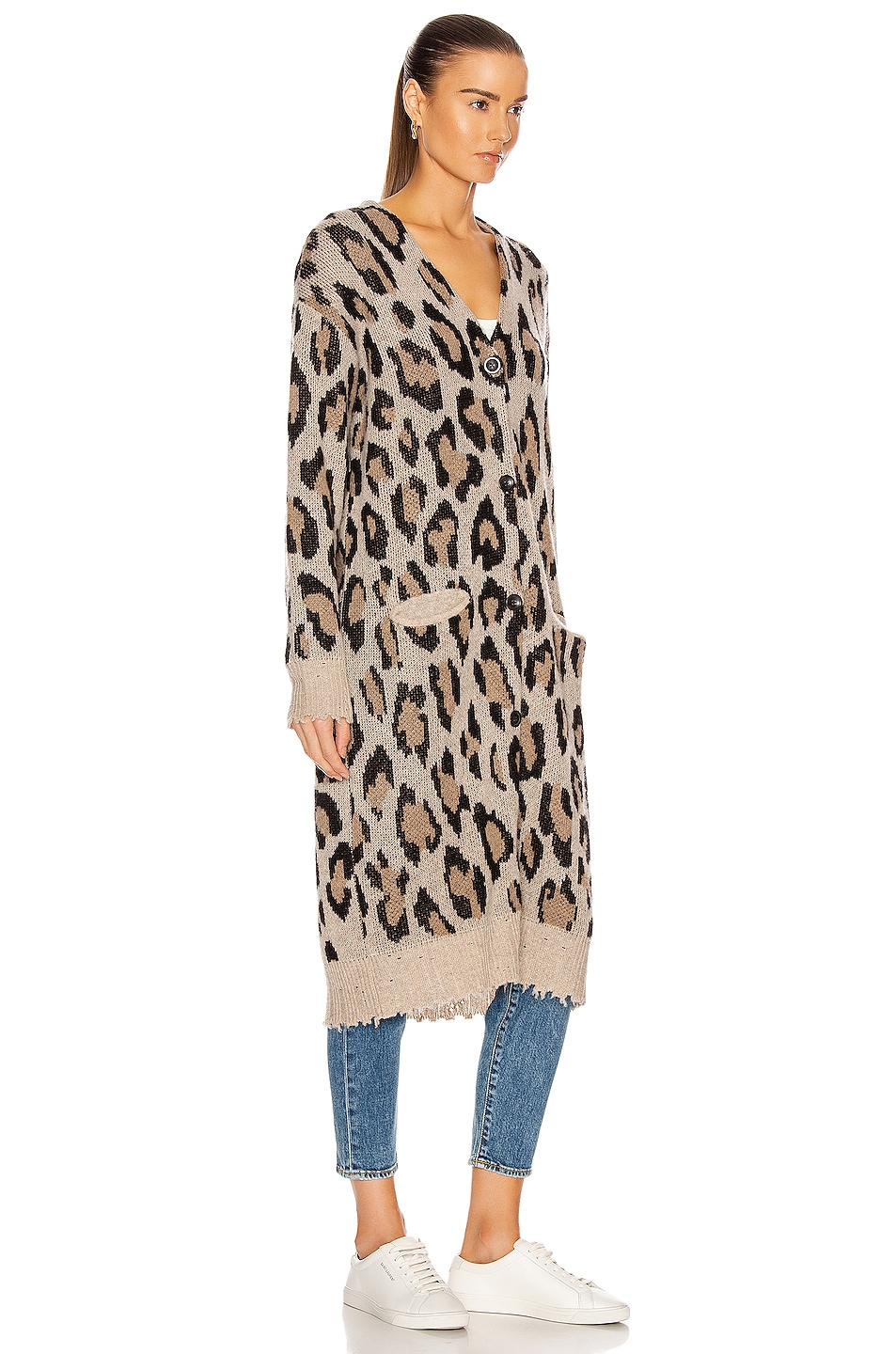 R13 Long Leopard Cardigan in Leopard | FWRD