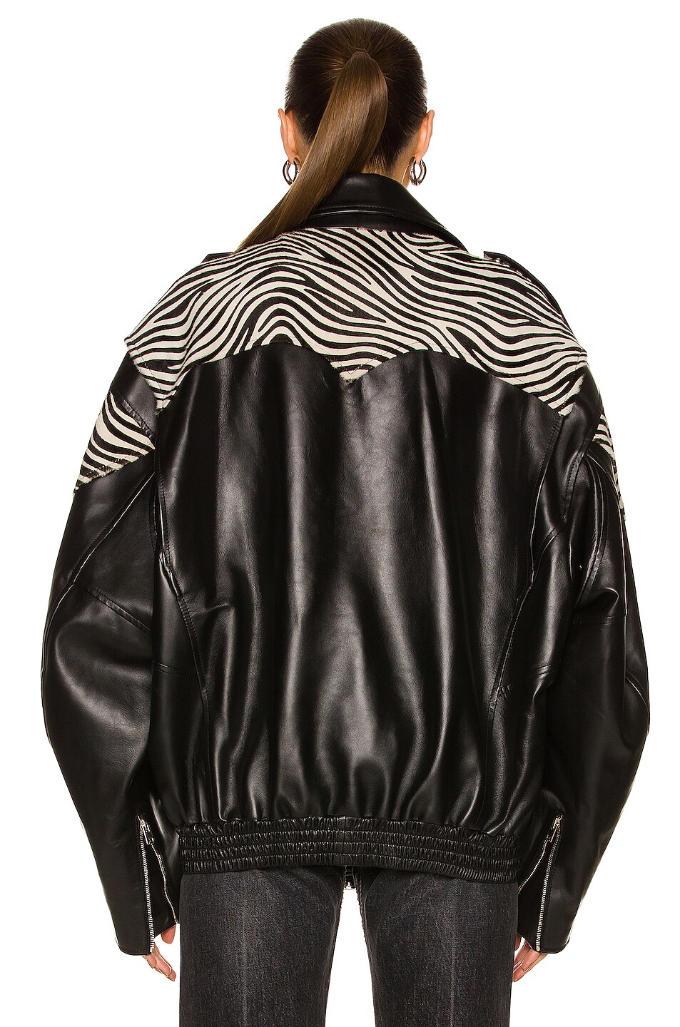 R13 Oversized Motorcycle Jacket in Black & Zebra | FWRD