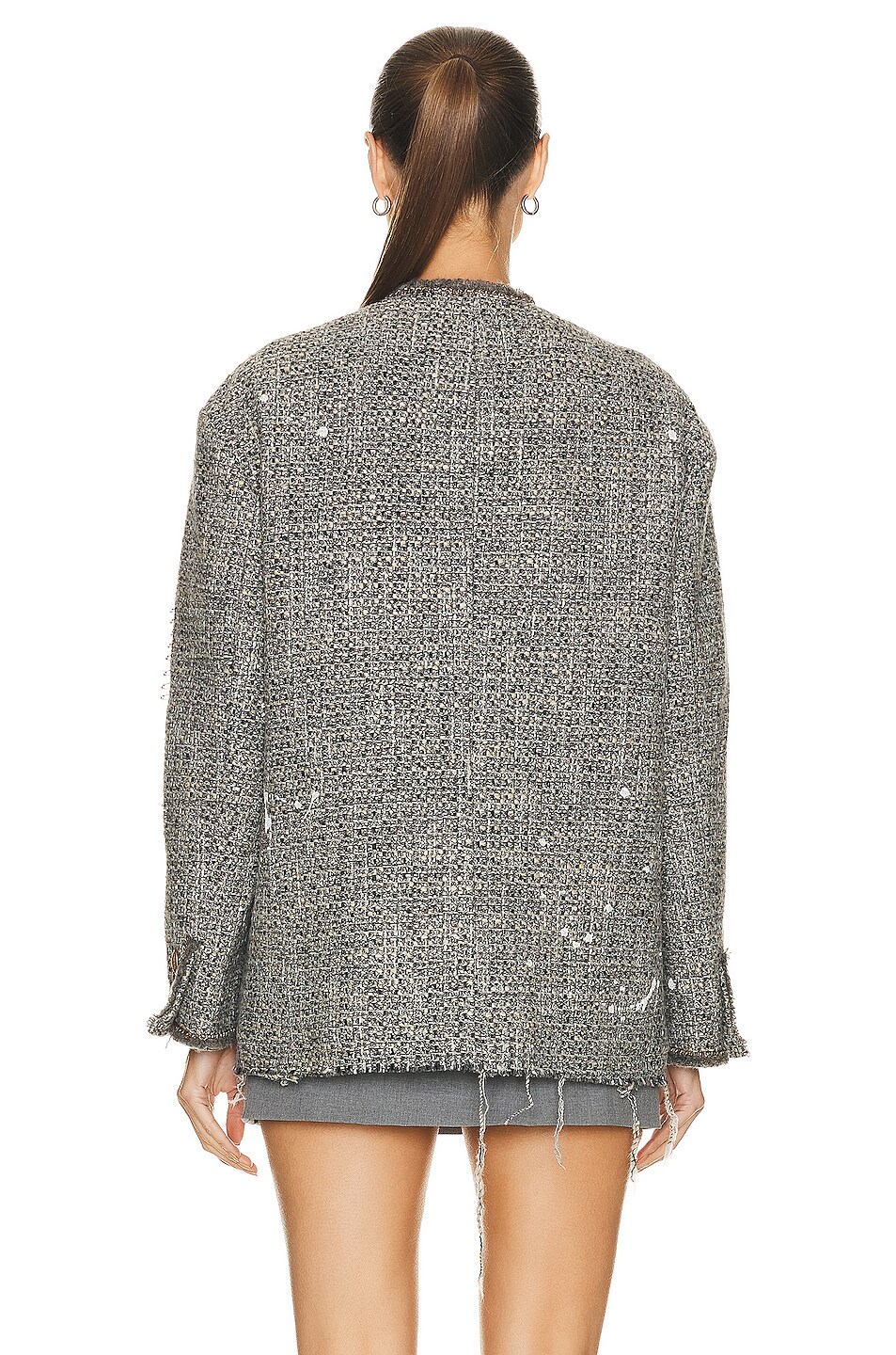 R13 R13 Slouch Tweed Jacket in Grey | FWRD