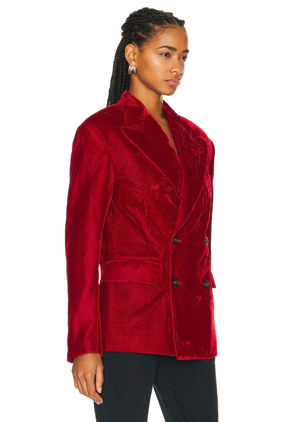 R13 Peak Lapel Ragged Blazer in Red | FWRD