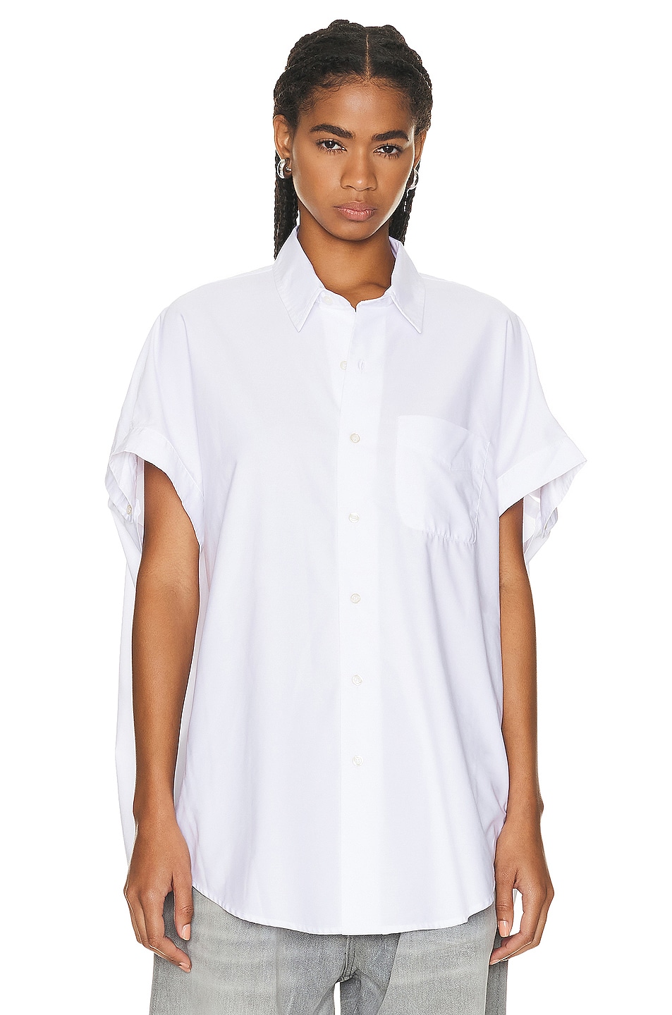 R13 Sleeveless Boxy Button-up Shirt in White | FWRD