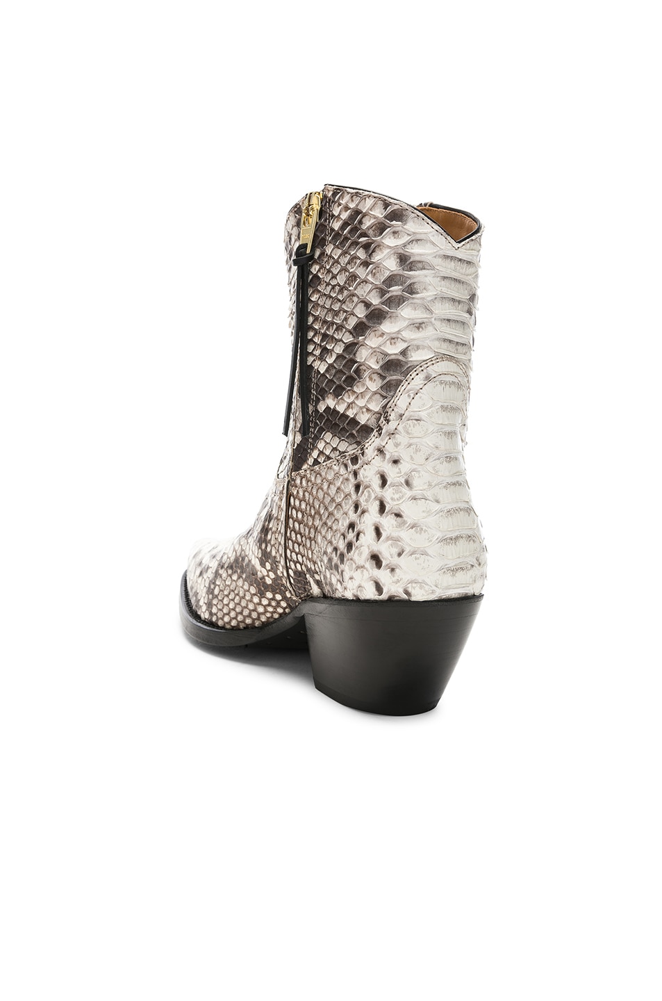 R13 Snakeskin Embossed Cowboy Ankle Boots in Brown Snake | FWRD