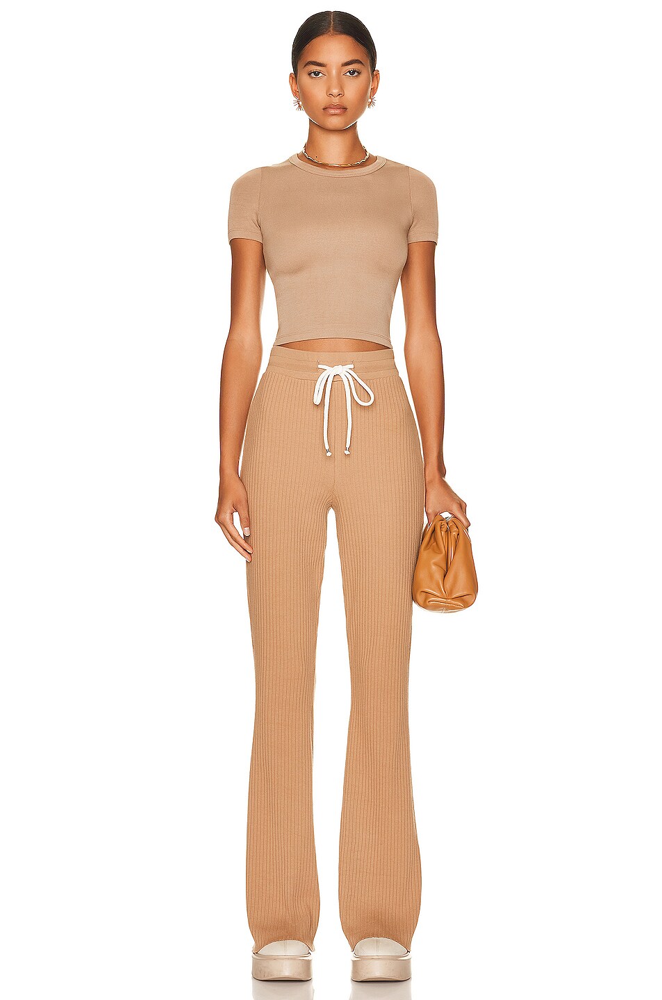 The Range Primary Rib Wide Leg Pant in Tanlines | FWRD