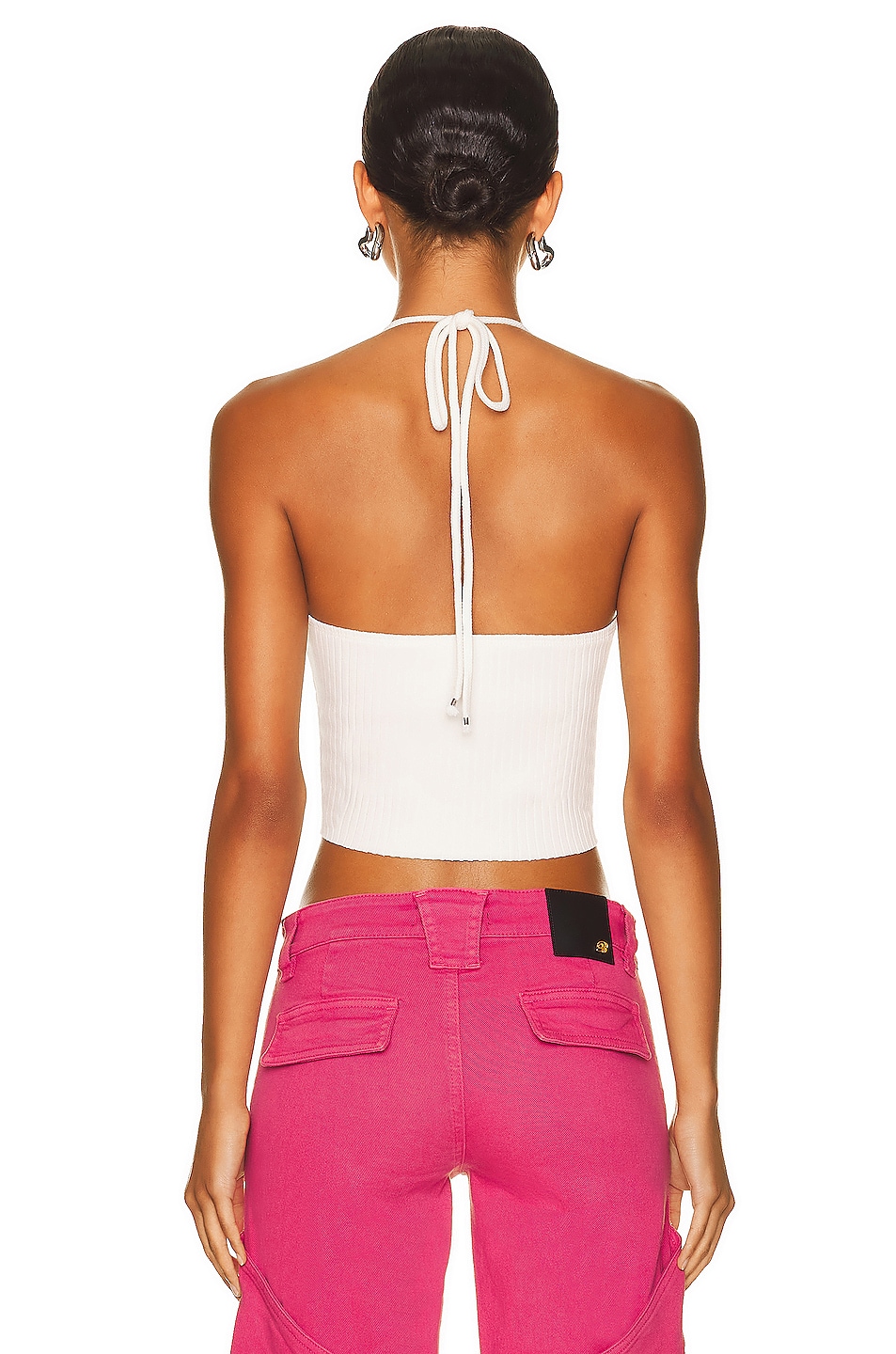 The Range Primary Rib Rope Cropped Halter Tank in Lt Shell | FWRD