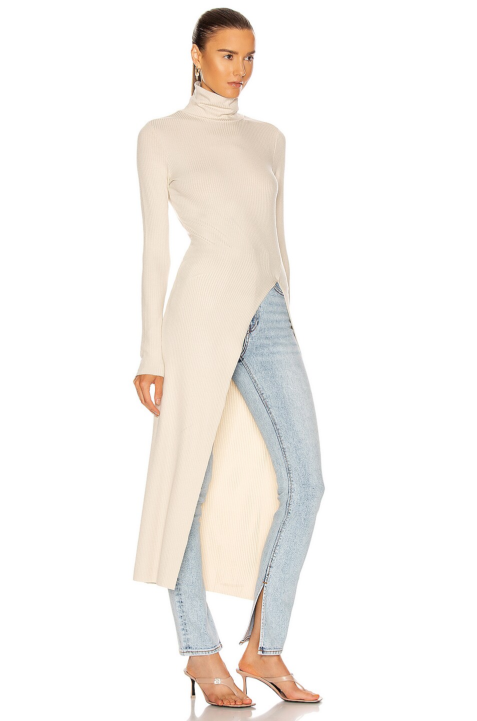 The Range High Slit Tunic in Limestone | FWRD