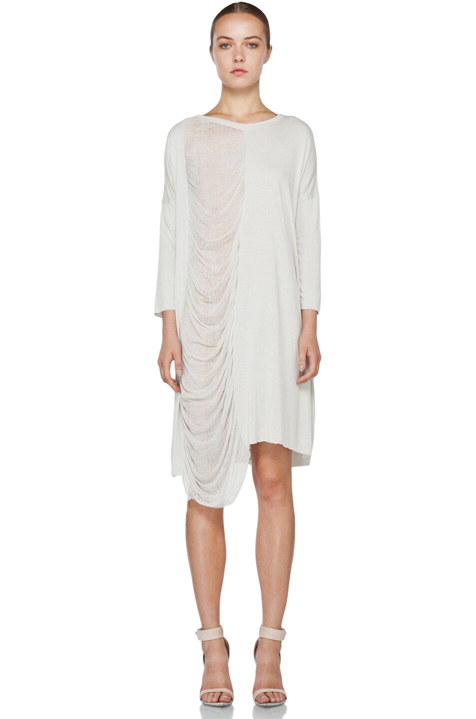 Raquel Allegra Side Shred Dress in Ivory | FWRD