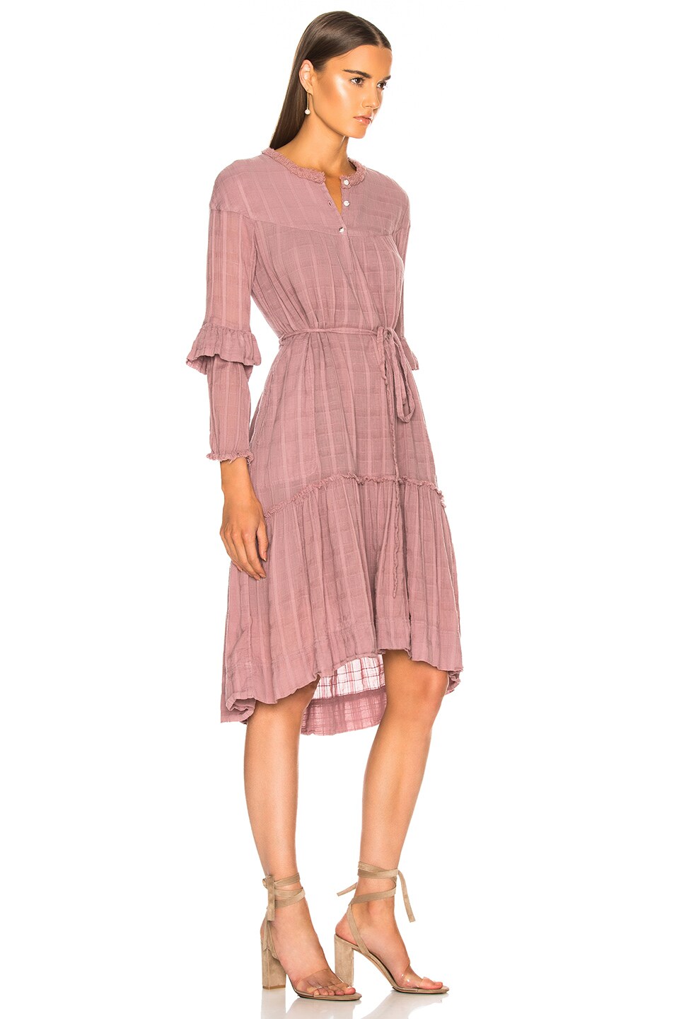 Raquel Allegra Victorian Ruffle Dress in Mauve | FWRD