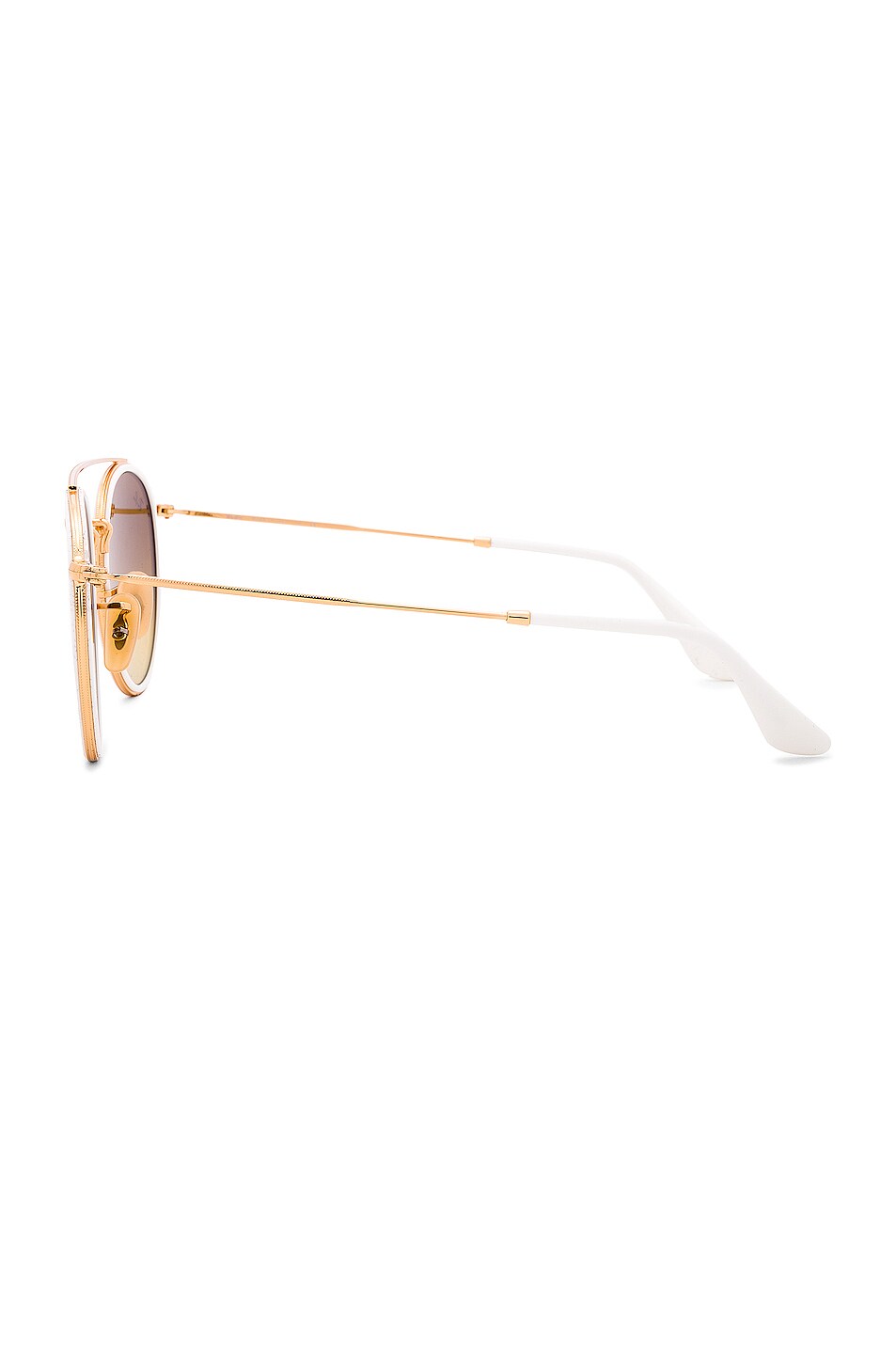 Ray-Ban Round Double Bridge Sunglasses in Gold & Blue | FWRD