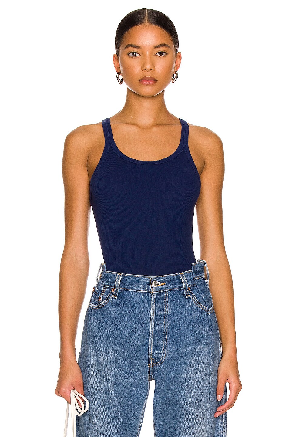 RE/DONE Ribbed Tank in French Blue | FWRD