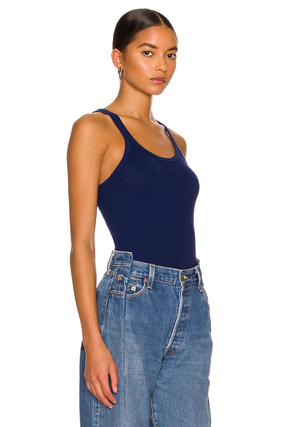 RE/DONE Ribbed Tank in French Blue | FWRD