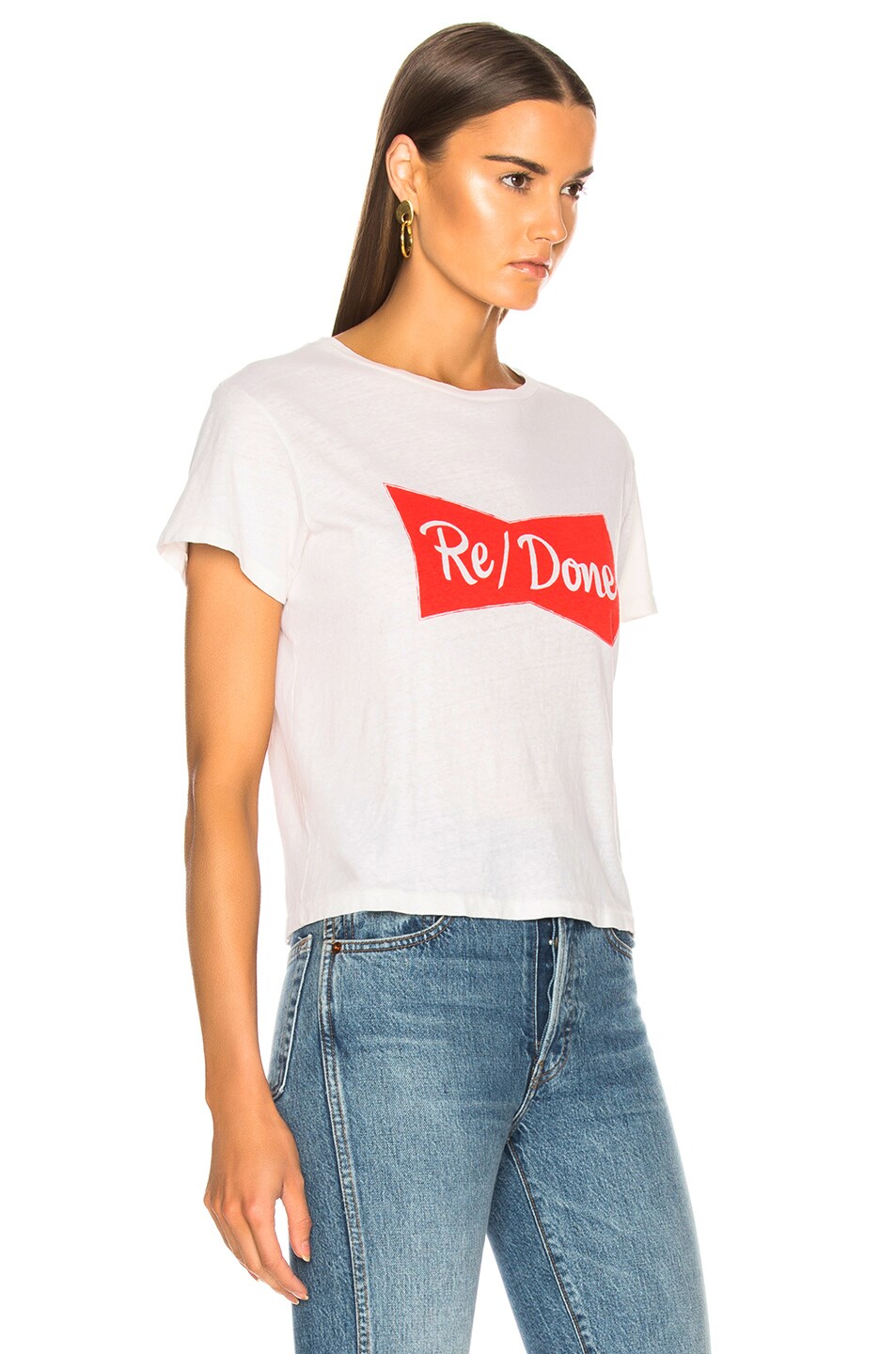 RE/DONE Ribbon Graphic Classic Tee in Vintage White | FWRD
