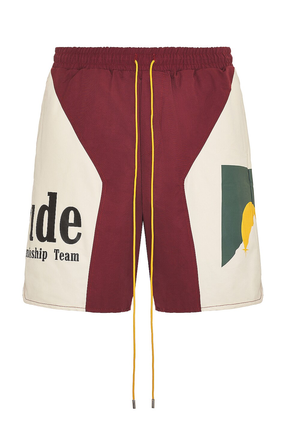 Rhude Panel Logo Short in Maroon & White | FWRD