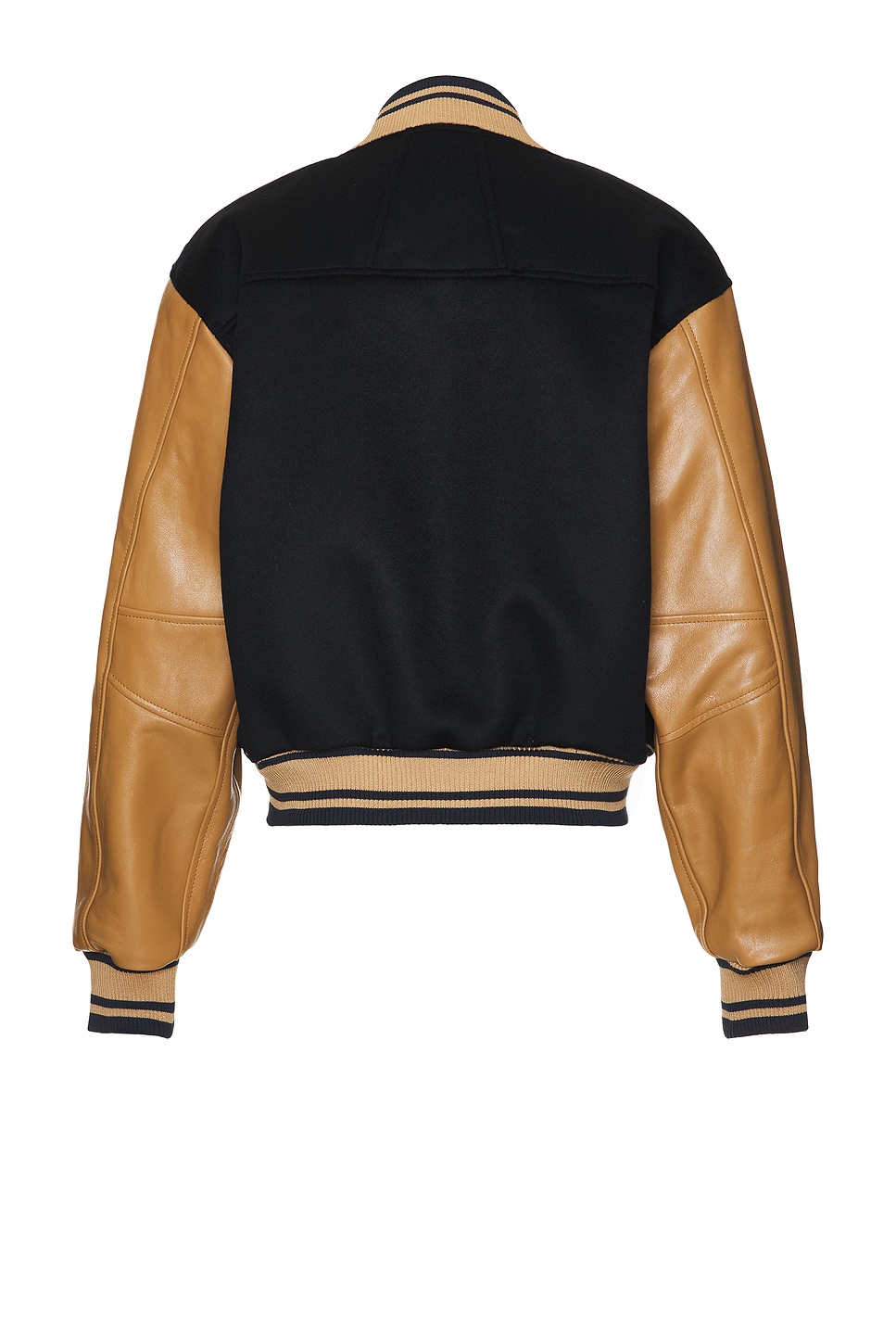 Rhude Logo Varsity Jacket in Navy & Camel | FWRD