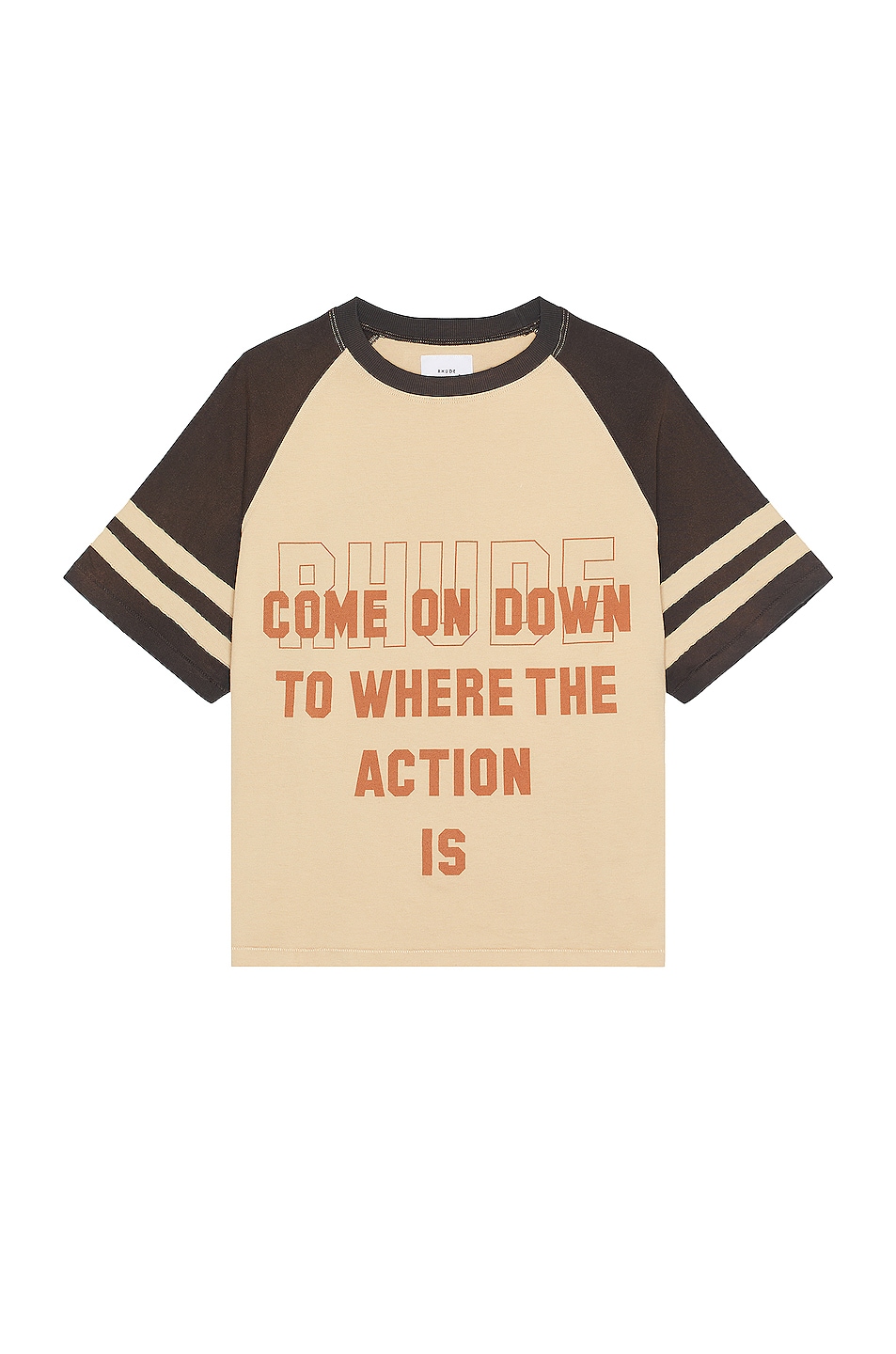 Rhude Action Raglan Tee in Khaki & Black | FWRD