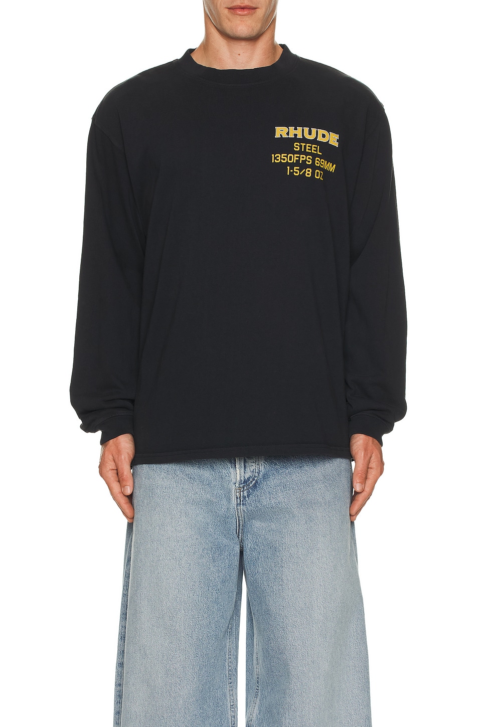 Rhude Steel Long Sleeve Tee in Vintage Black | FWRD