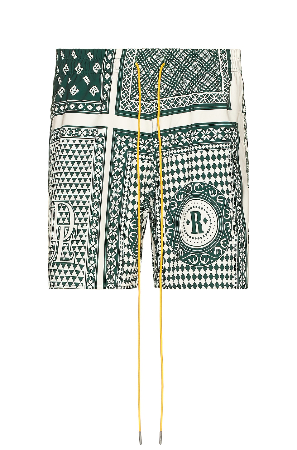 Rhude Card Print Swim Trunk in Green & White | FWRD