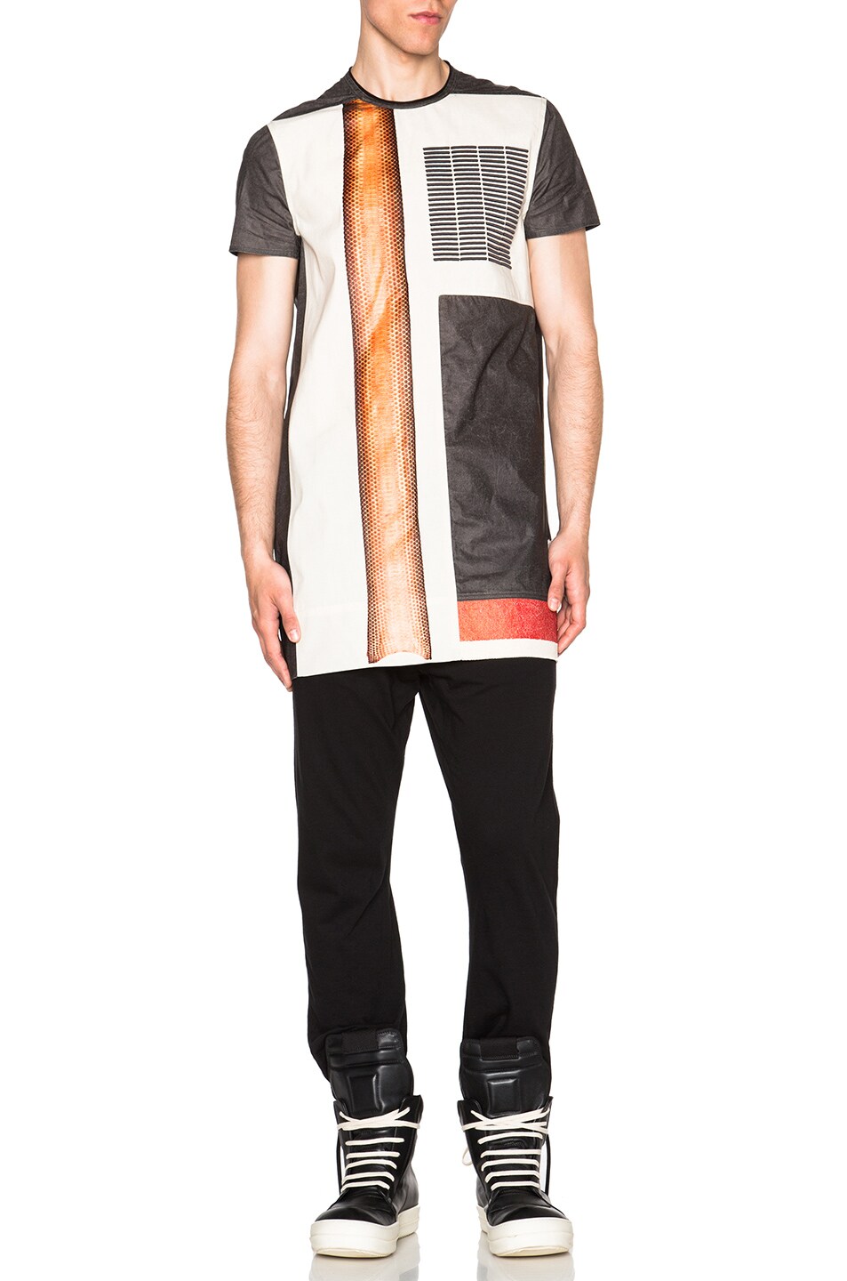 Rick Owens Graphic Cyclops Tee in Black & Natural | FWRD