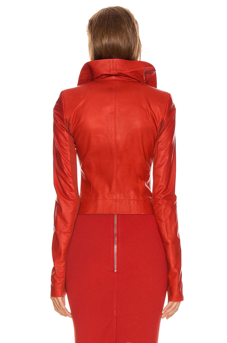 Rick Owens Leather Biker Jacket in Cardinal Red | FWRD