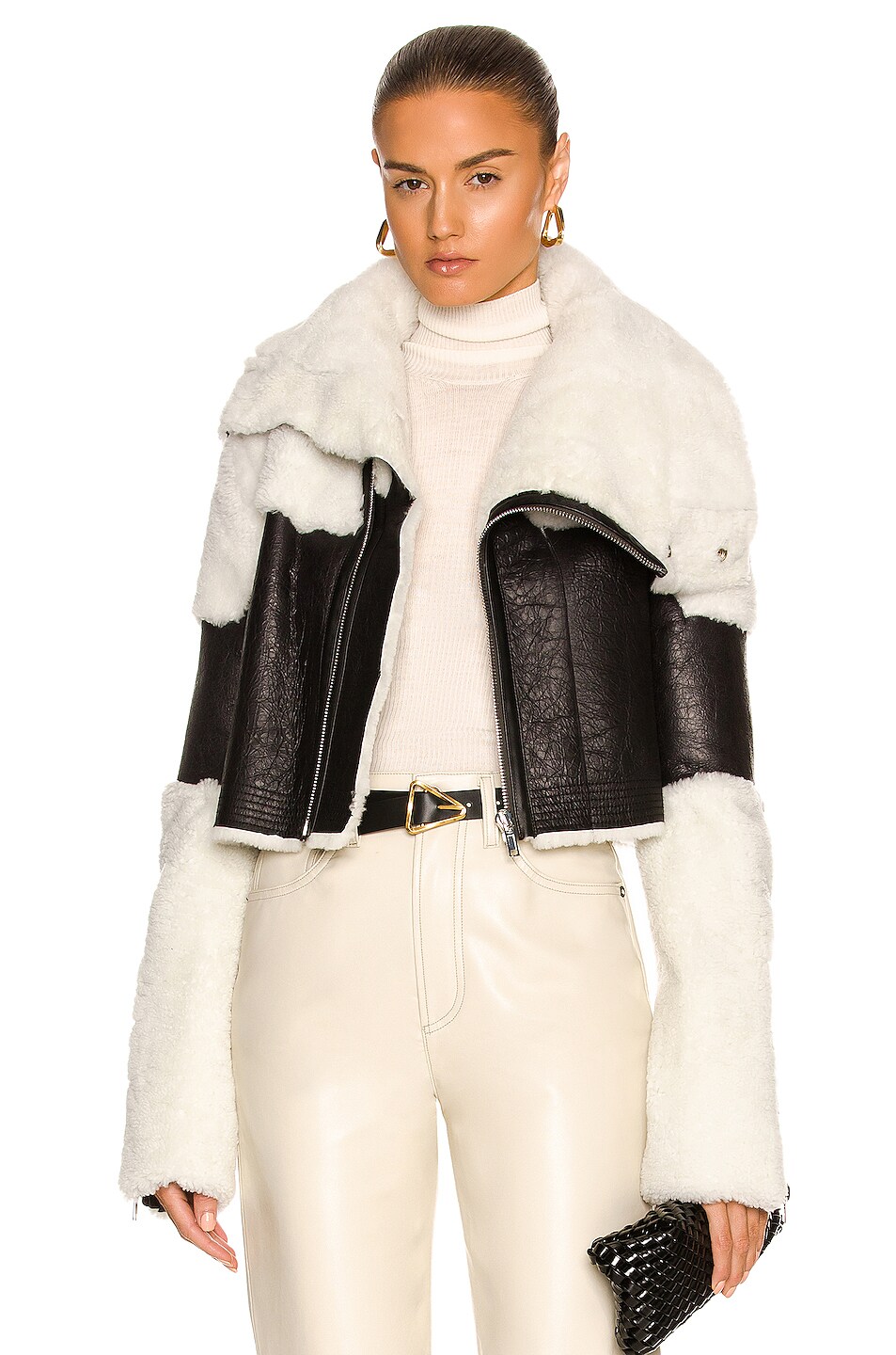 Rick Owens Cropped Keith Jacket in Black & Milk | FWRD