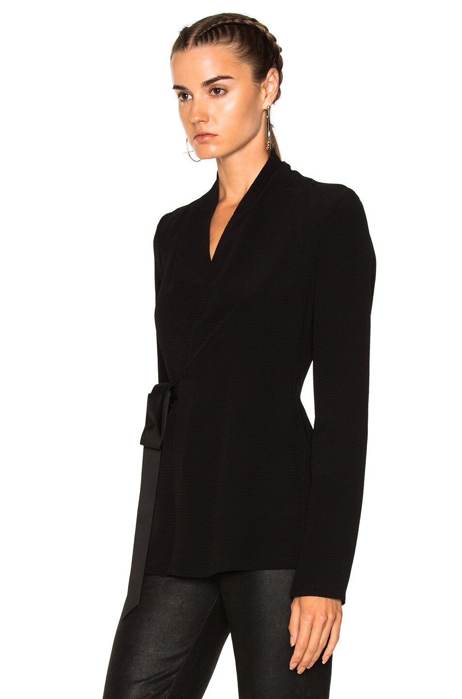 Rick Owens Wrap Long Sleeve Top in Black | FWRD