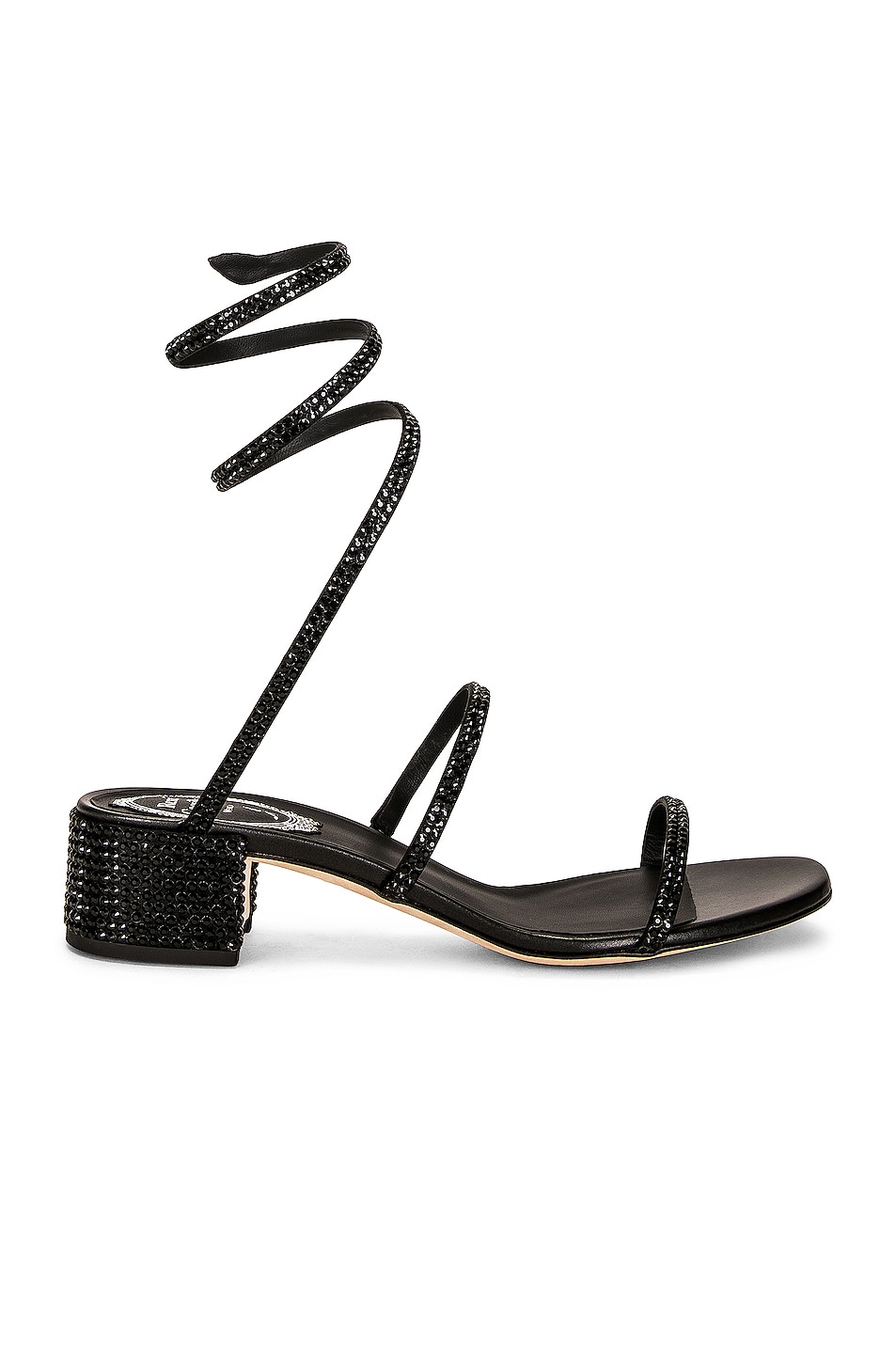 RENE CAOVILLA Cleo 40mm Low Lace Up Sandal in Black & Jet | FWRD