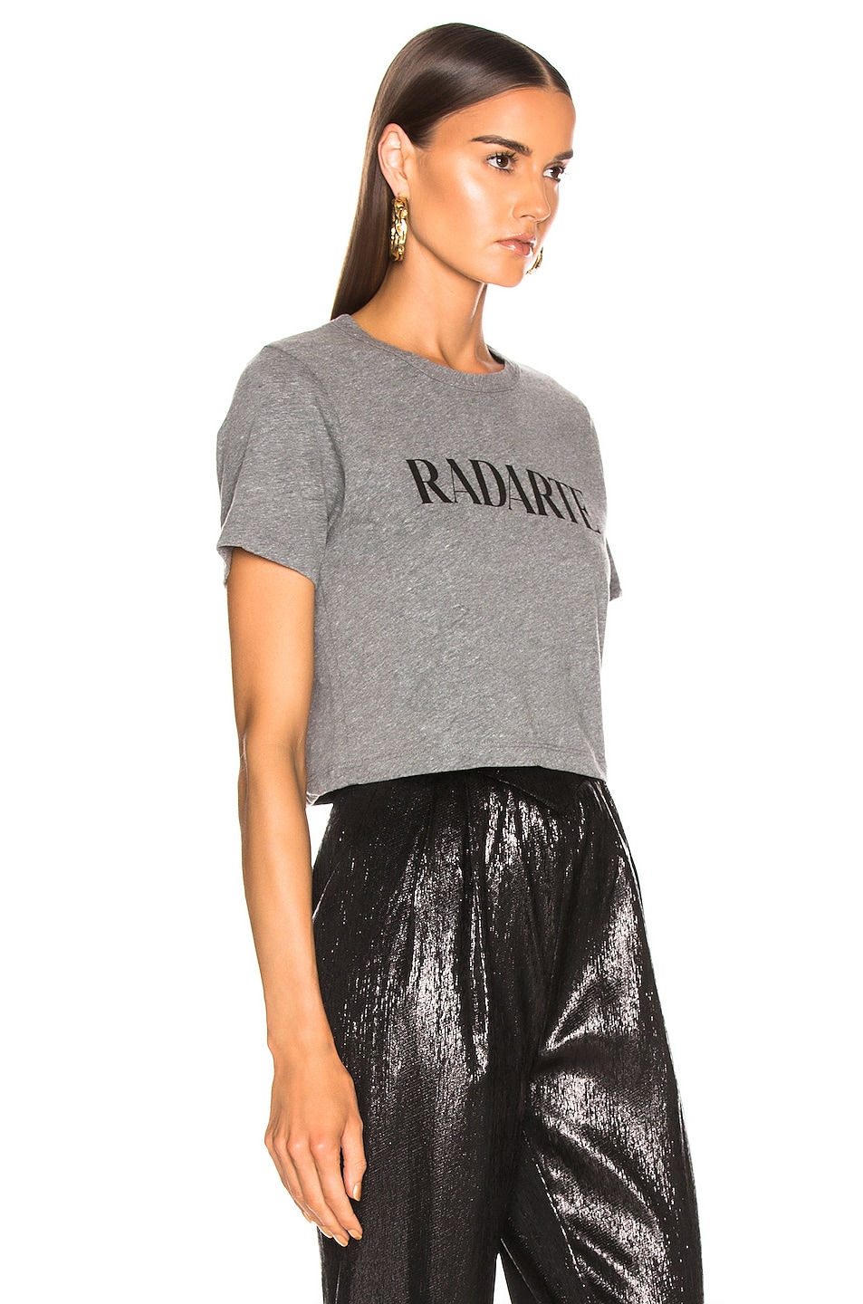 Rodarte Cropped Radarte T Shirt in Grey & Black | FWRD