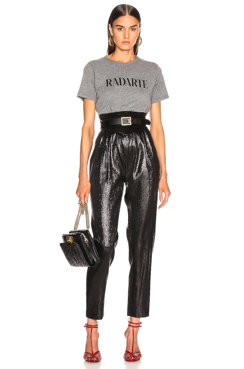Rodarte Cropped Radarte T Shirt in Grey & Black | FWRD