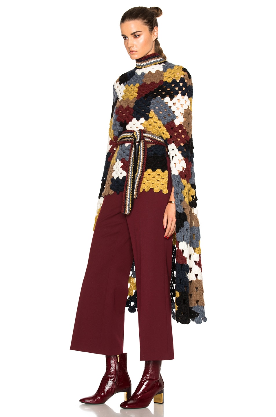 Rosetta Getty Patchwork Crochet Poncho in Multi | FWRD
