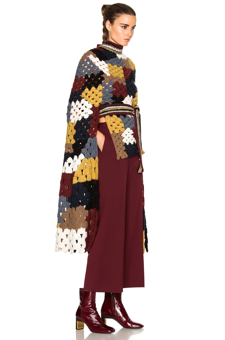 Rosetta Getty Patchwork Crochet Poncho in Multi | FWRD