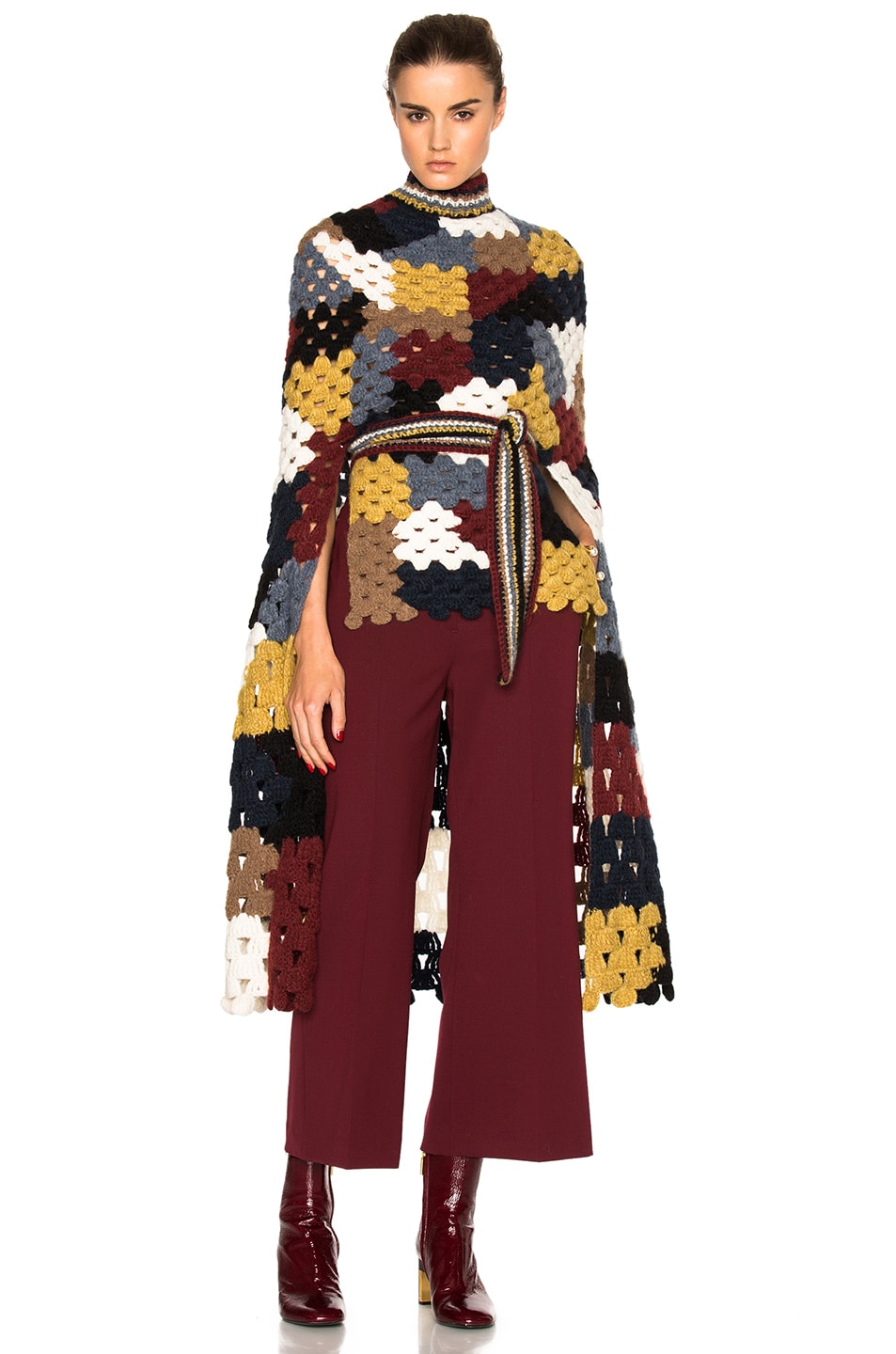 Rosetta Getty Patchwork Crochet Poncho in Multi | FWRD
