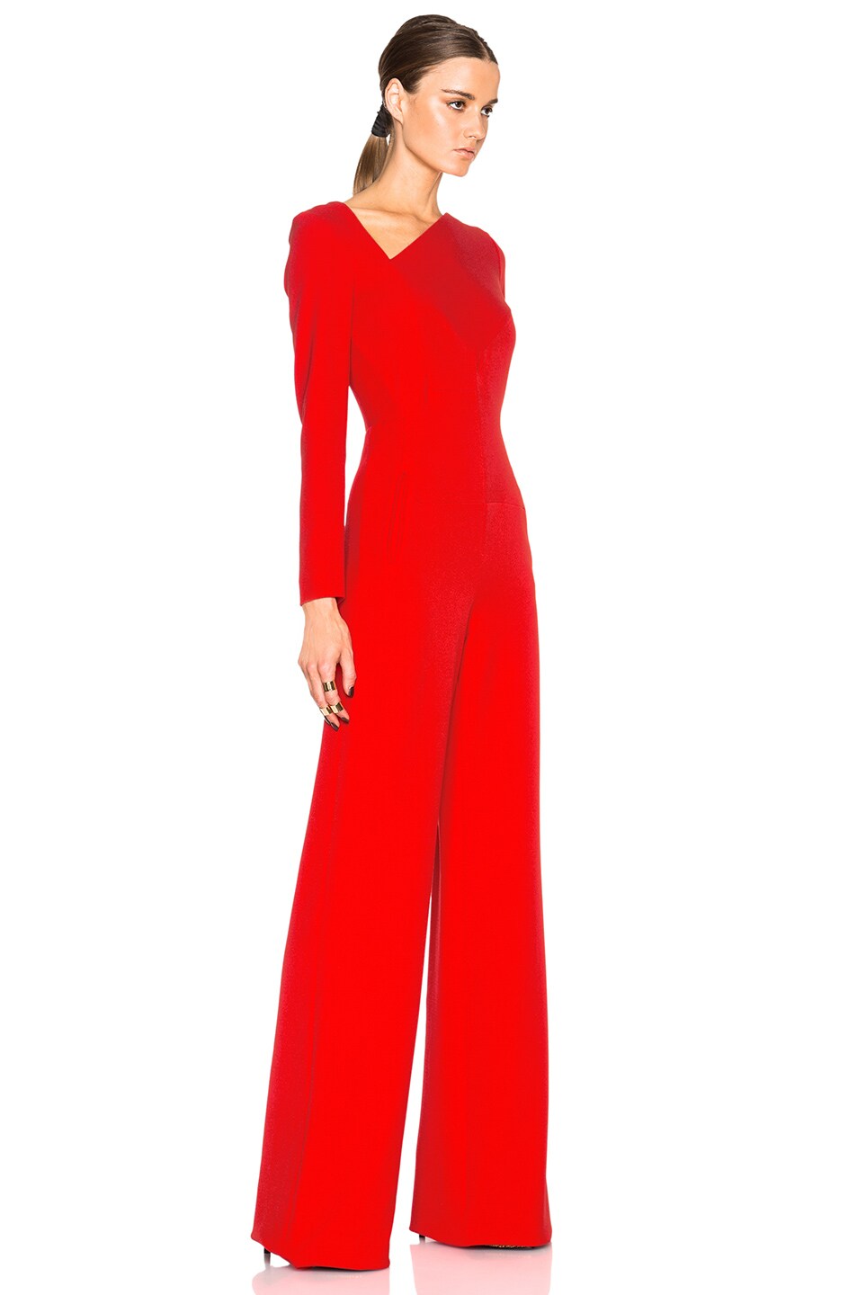 Roland Mouret Herring Viscose Crepe Jumpsuit in Berry Red | FWRD