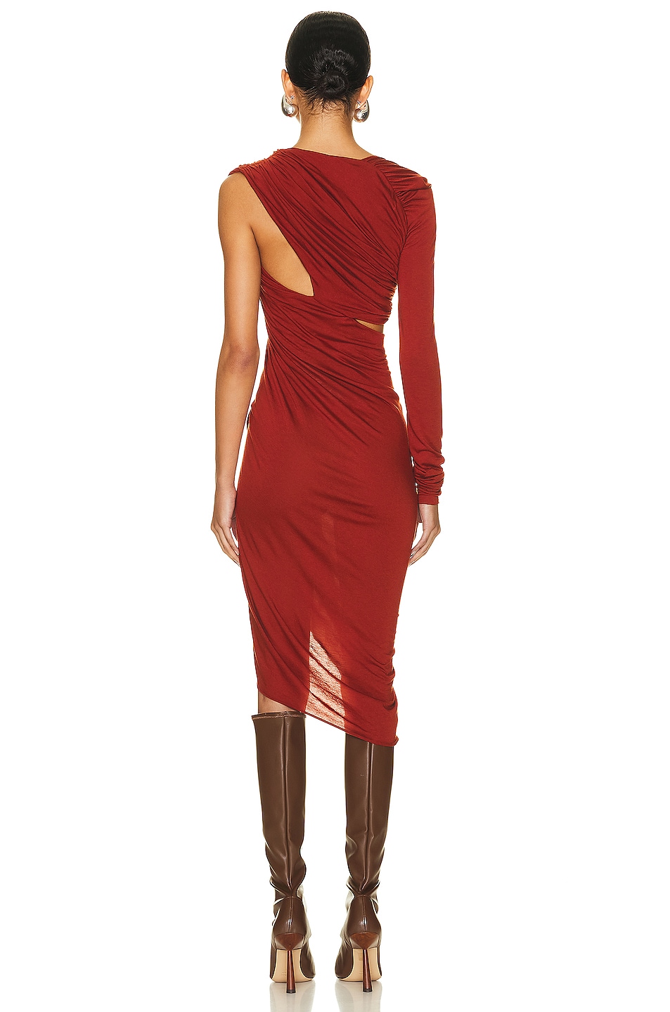 RICK OWENS LILIES Raquel One Sleeve Dress in Umber | FWRD