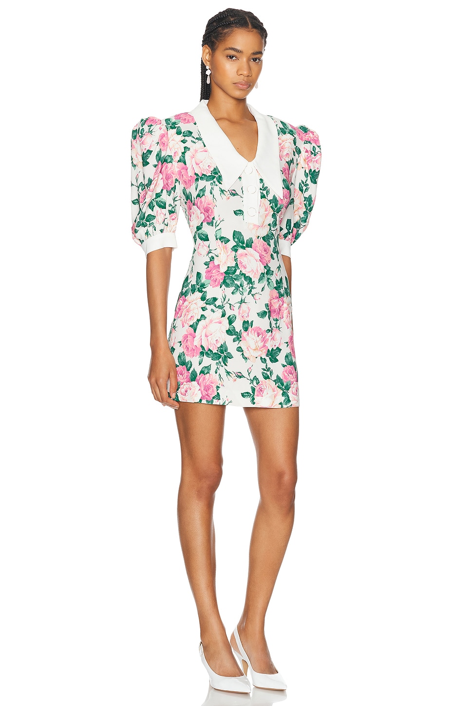 Rowen Rose Sable Mini Polo Dress in Light Pink & Pink Roses | FWRD