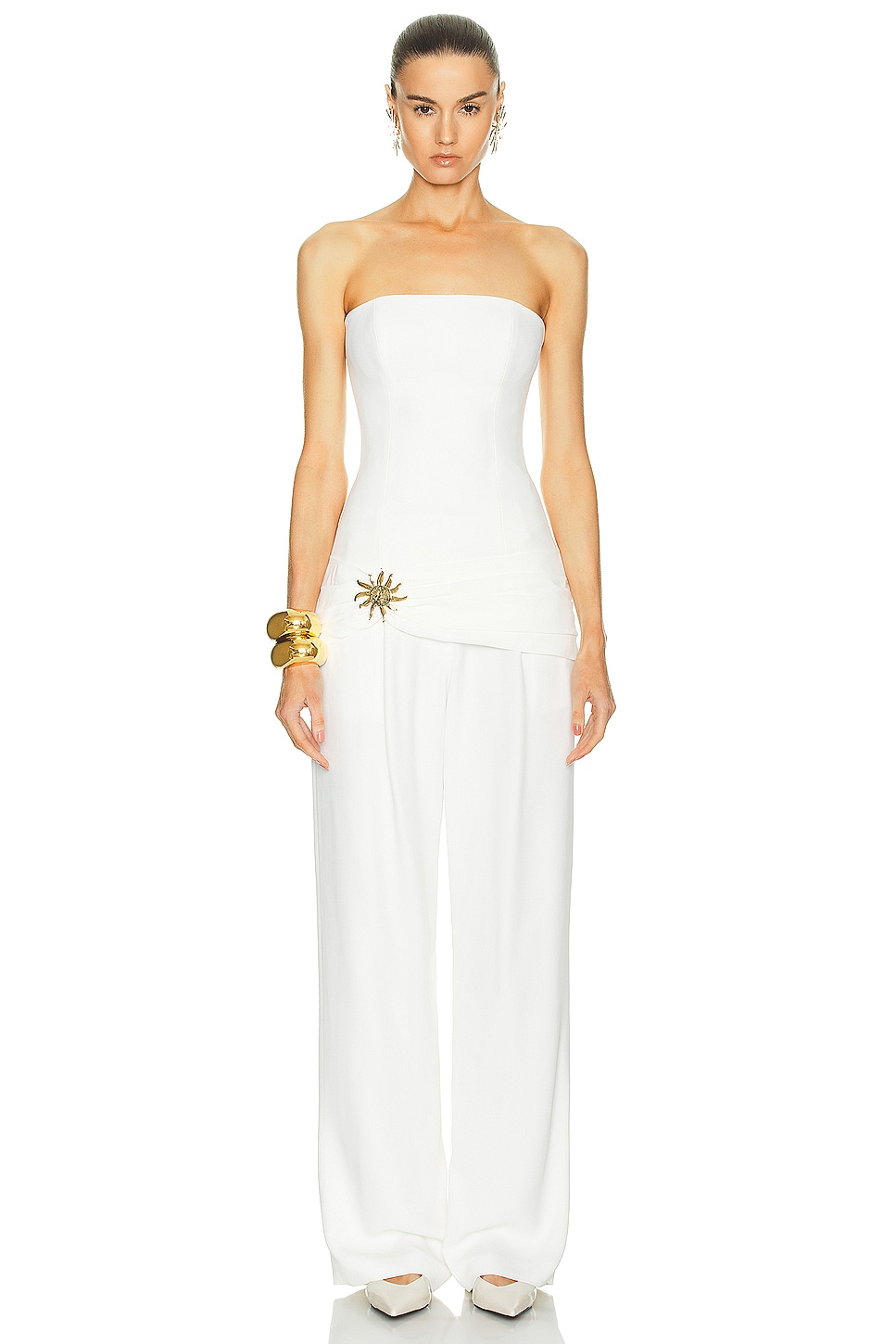 Rowen Rose Strapless Corset Top in White | FWRD