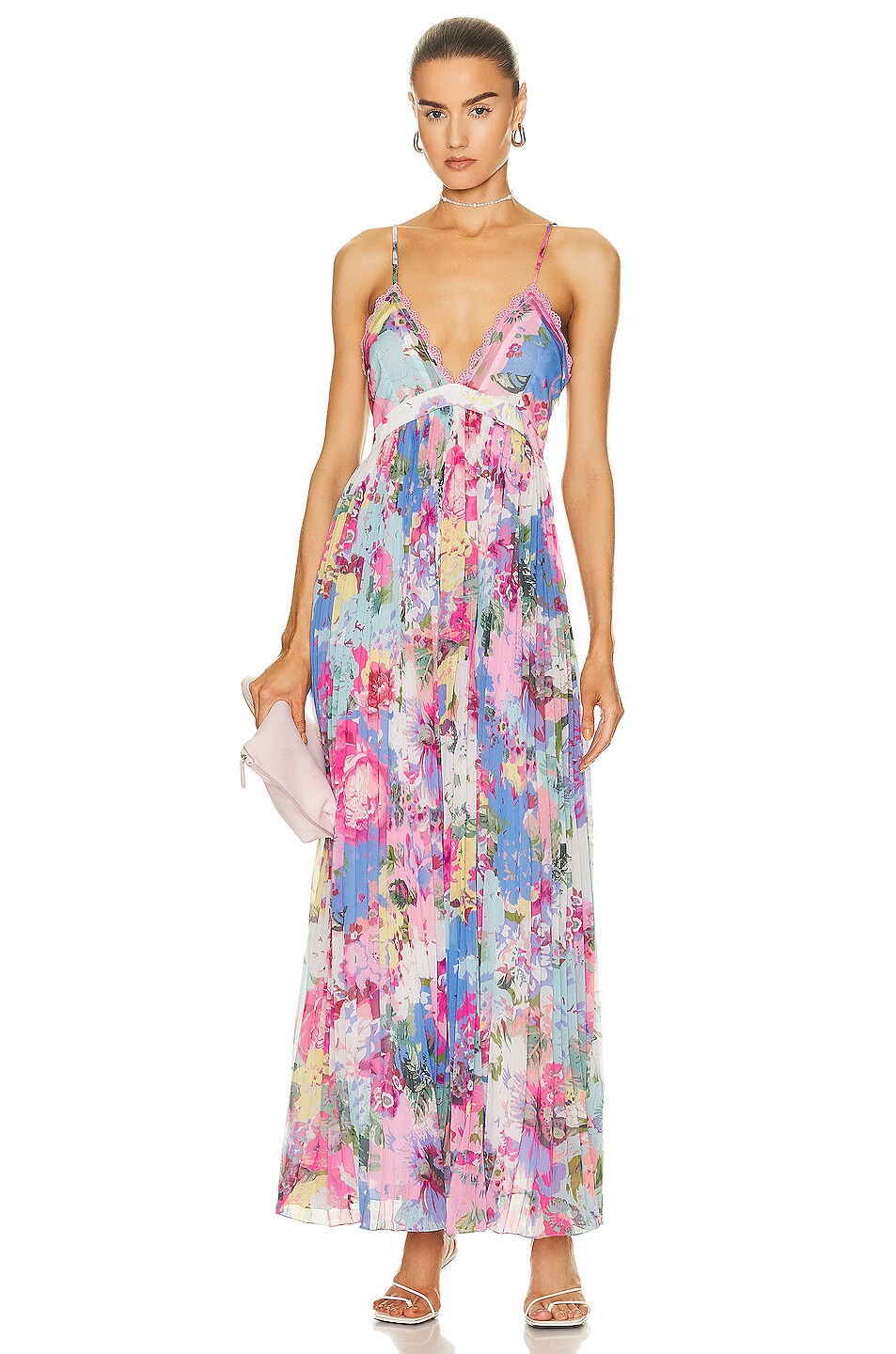 ROCOCO SAND Aster Maxi Dress in Pink & Powder Blue | FWRD